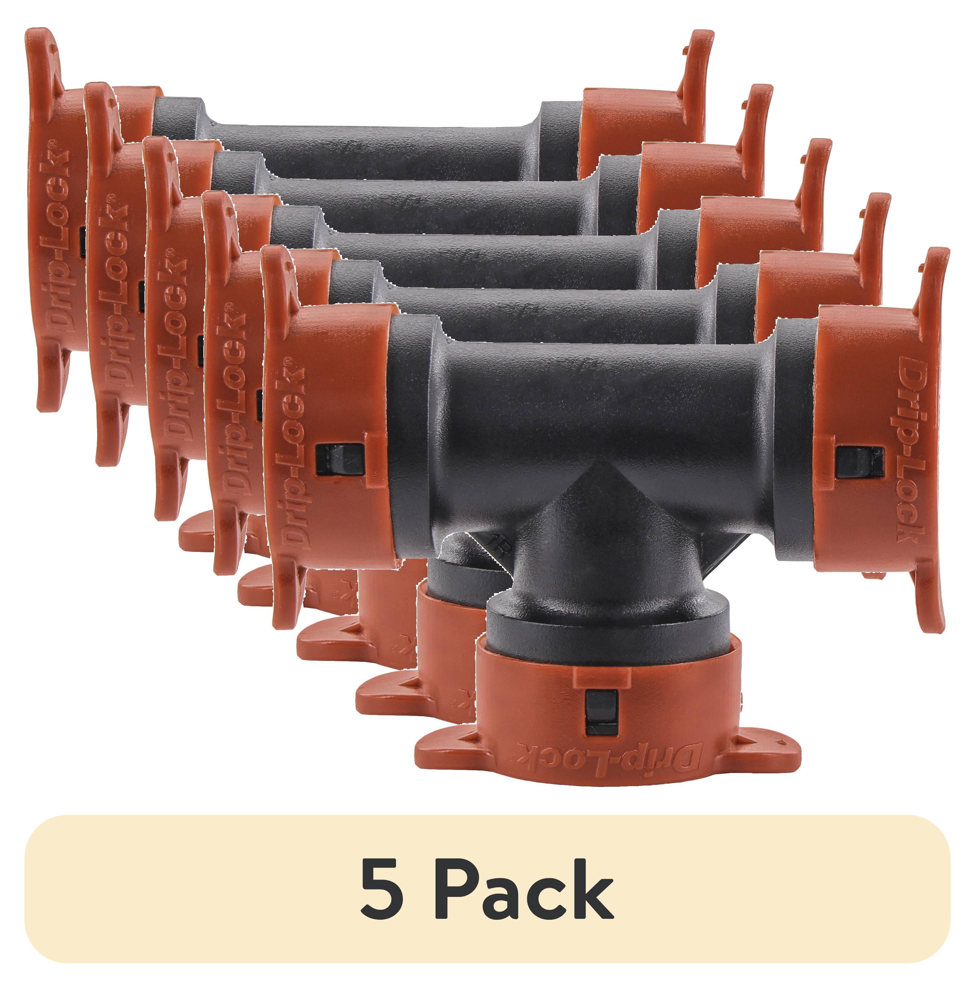 (5 pack) Orbit Irrigation 1/2" Black Drip-Lock Push-Fit Tee; Drip ...