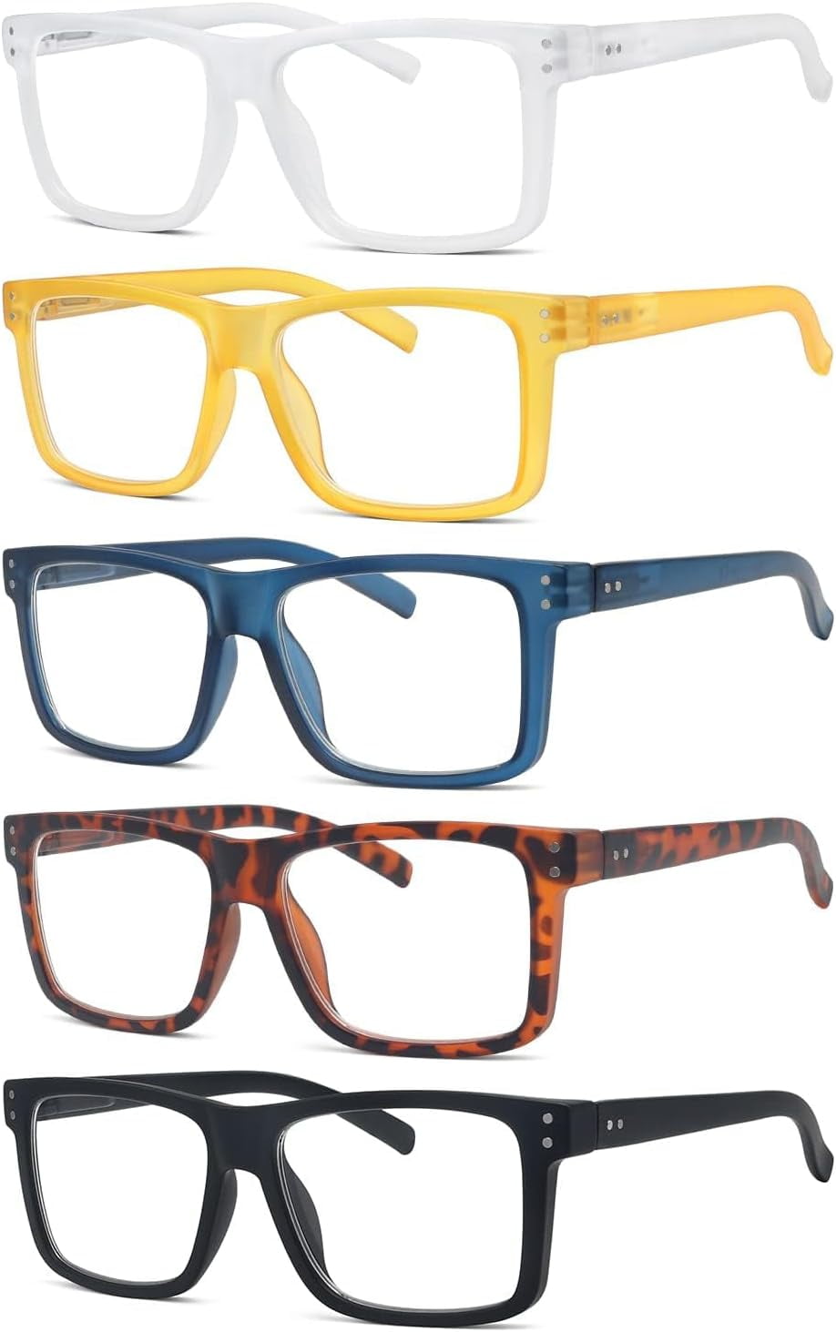 5-pack Oversized Reading Glasses Square Large Frame Readers for Men and ...