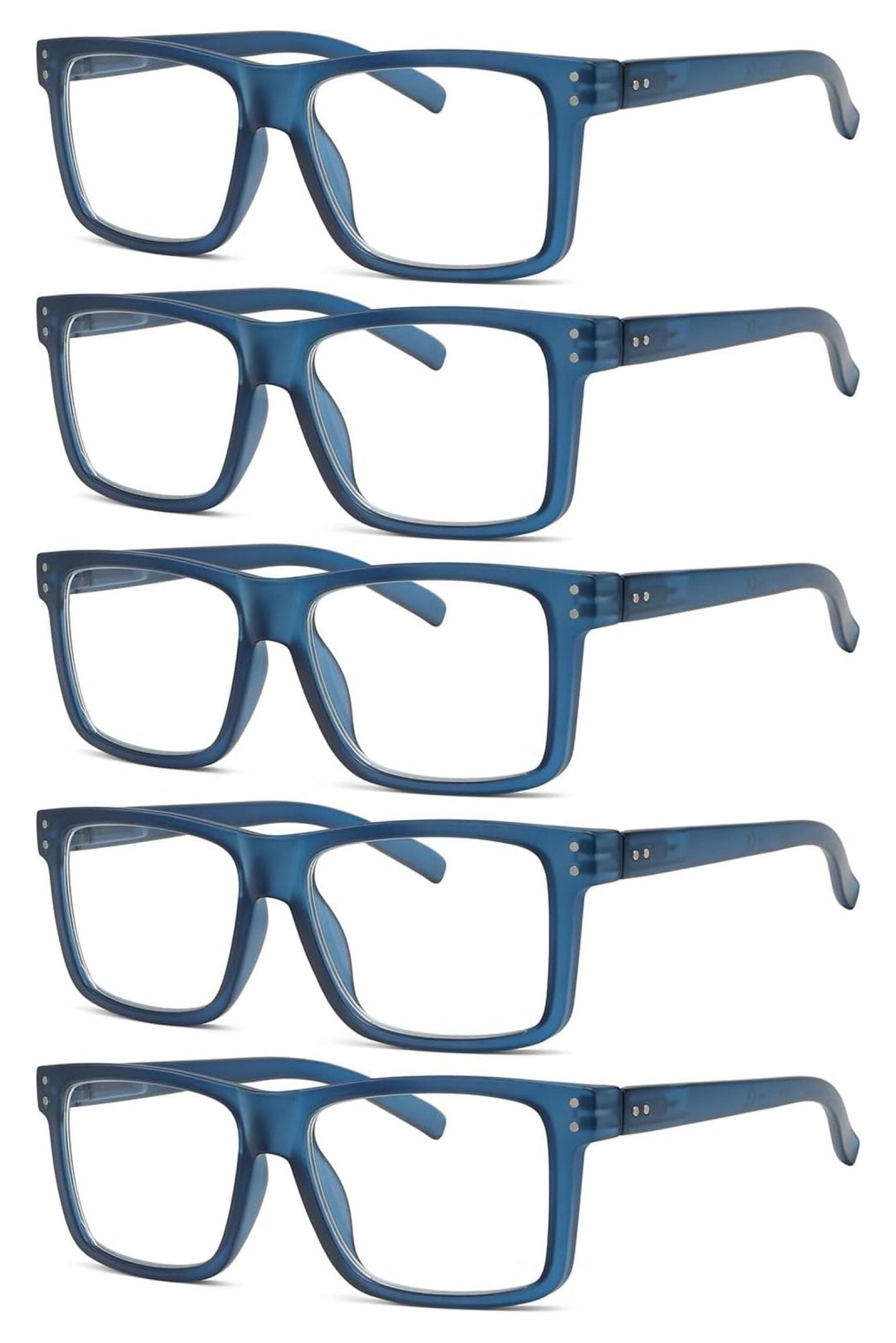 5-pack Oversized Reading Glasses Square Large Frame Readers for Men and ...