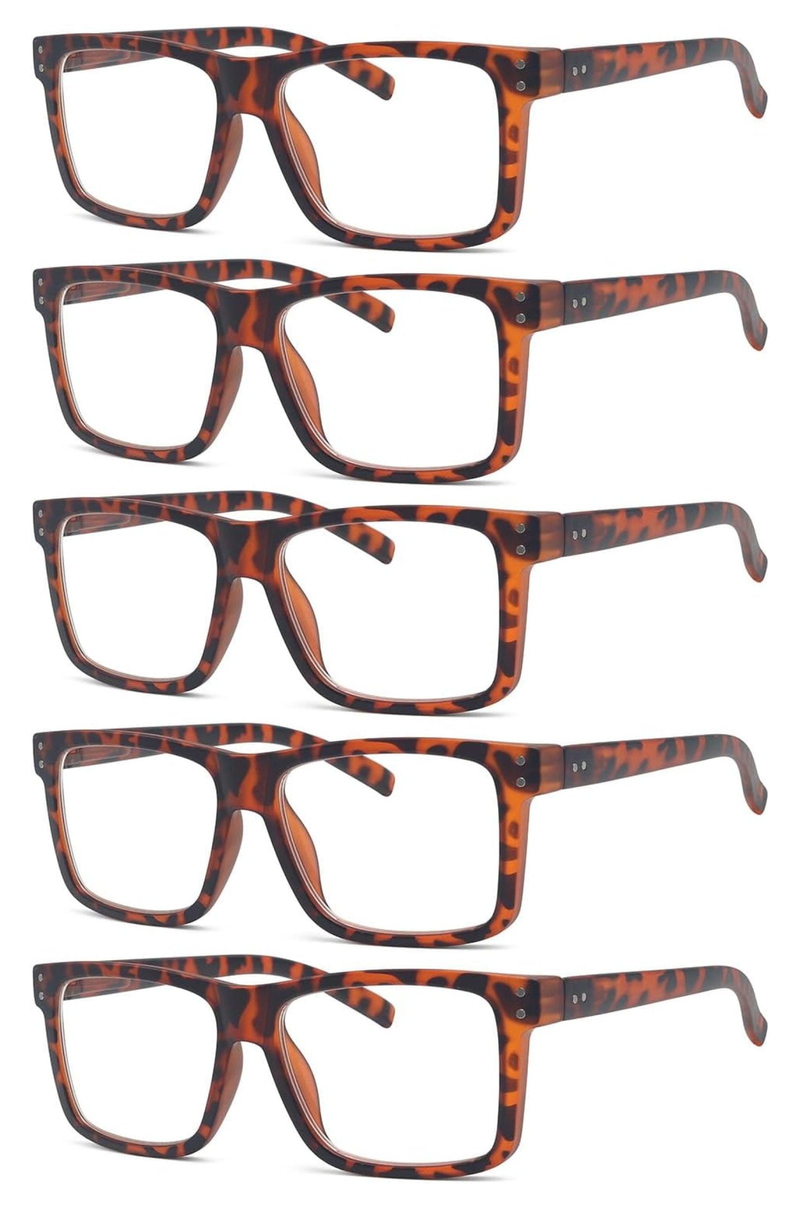 5-pack Oversized Reading Glasses Square Large Frame Readers for Men and ...