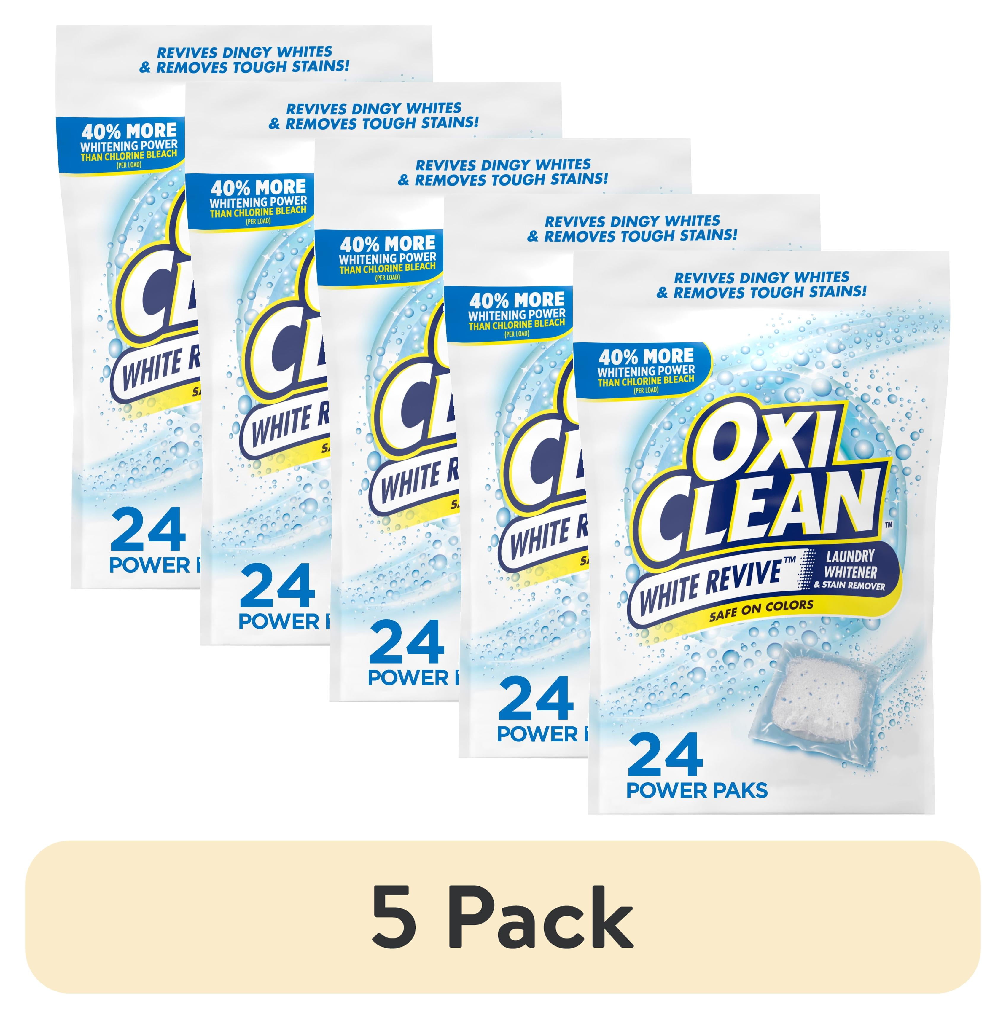 (5 pack) OxiClean White Revive Laundry Whitener and Laundry Stain Remover Power Paks, 24 Count ...