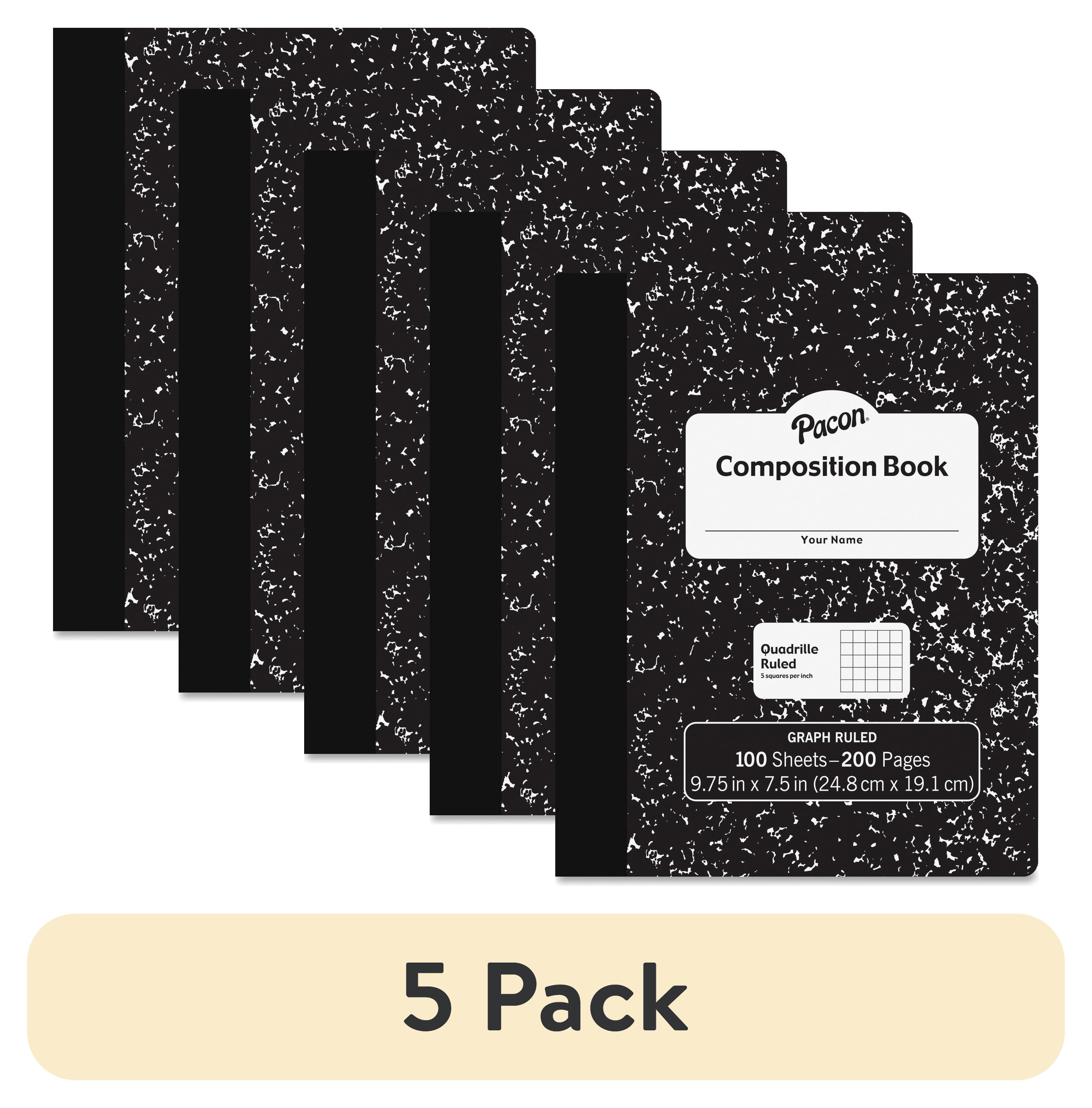 (5 pack) Pacon Composition Book 100 Sheets - 200 Pages - Quad Ruled - 0 ...