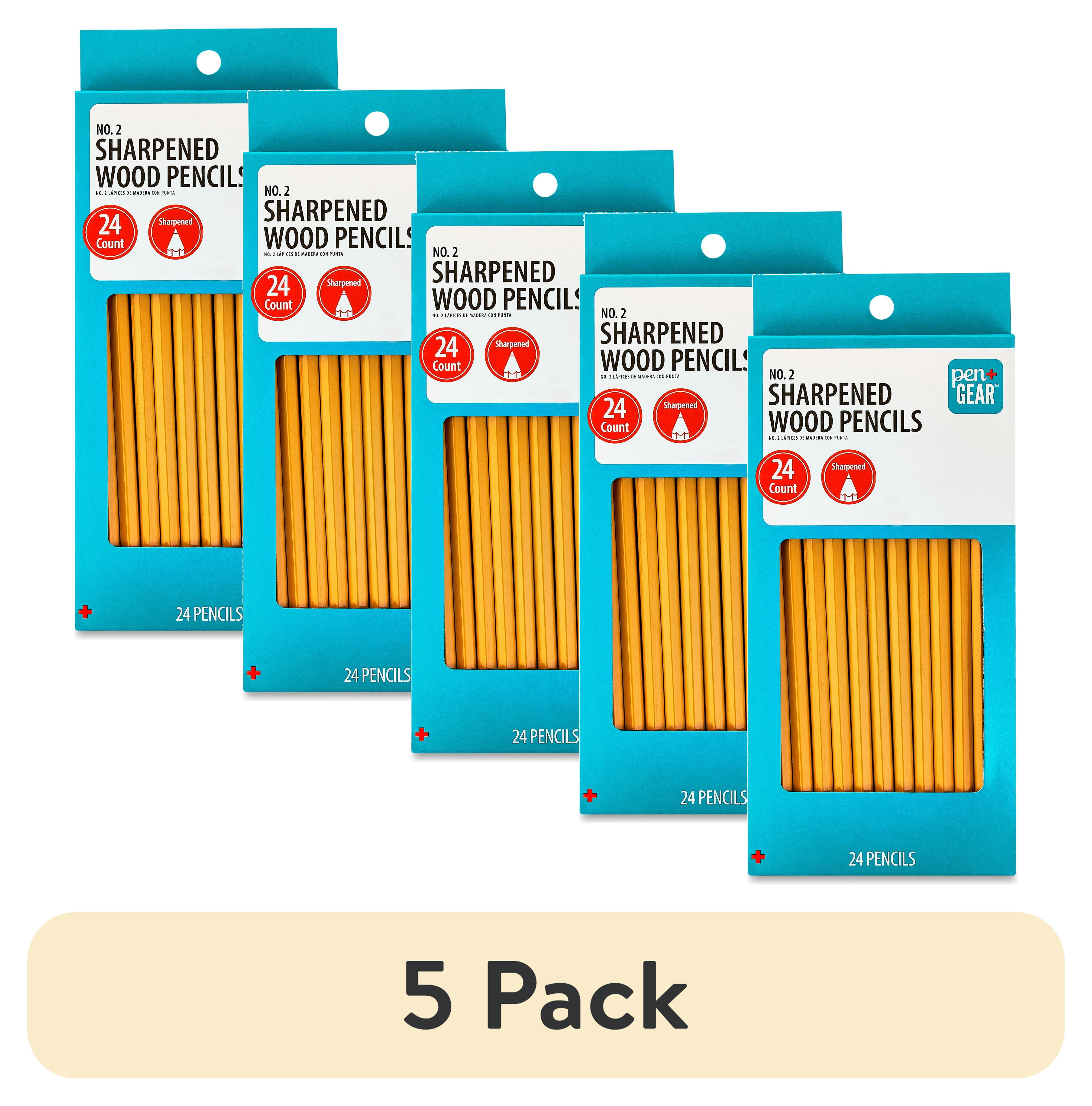 (5 pack) Pen+Gear #2 HB Sharpened Wood Pencils, Yellow, 24 Count ...