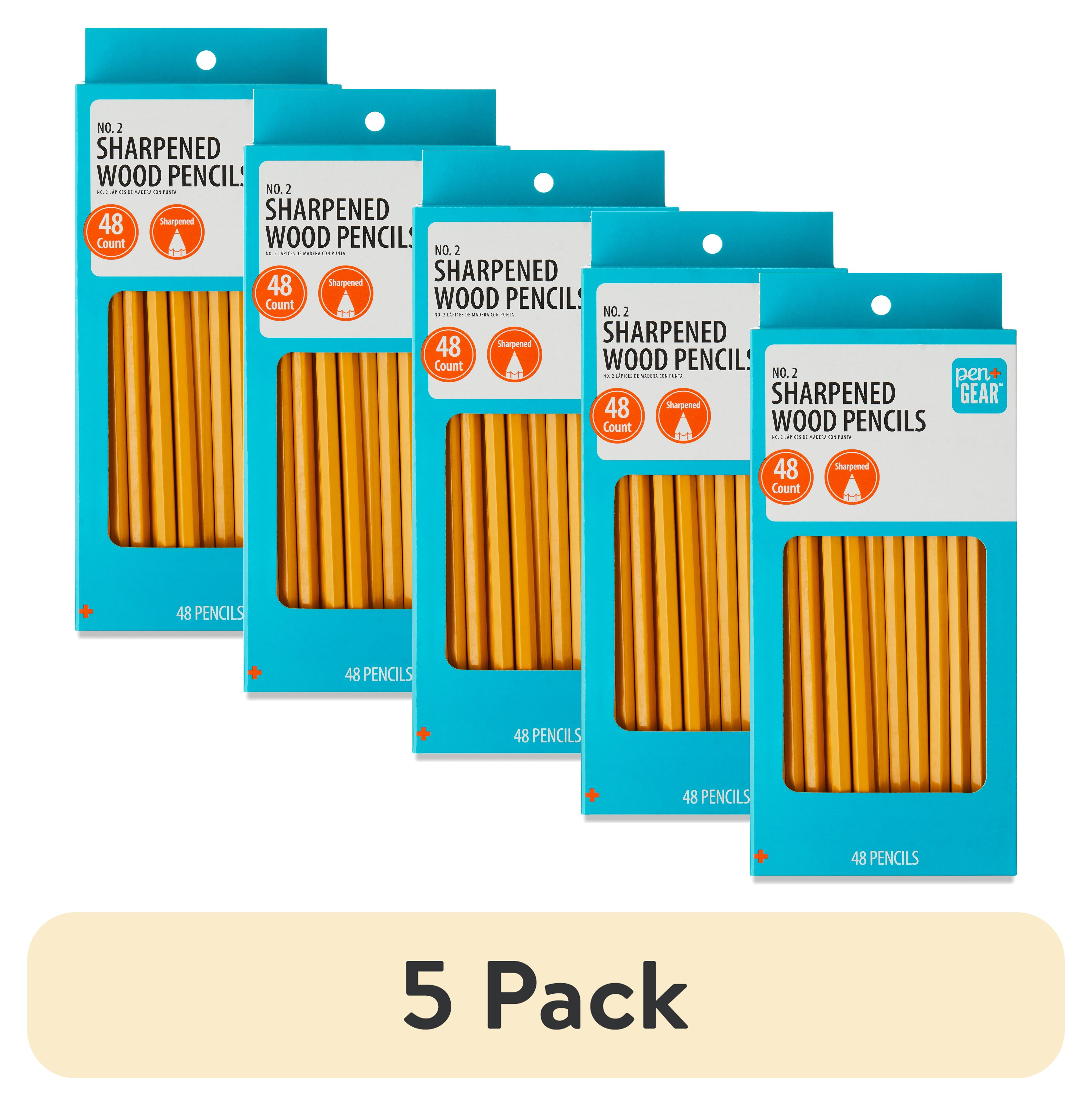 (5 pack) Pen+Gear #2 HB Sharpened Wood Pencils, Yellow, 48 Count ...