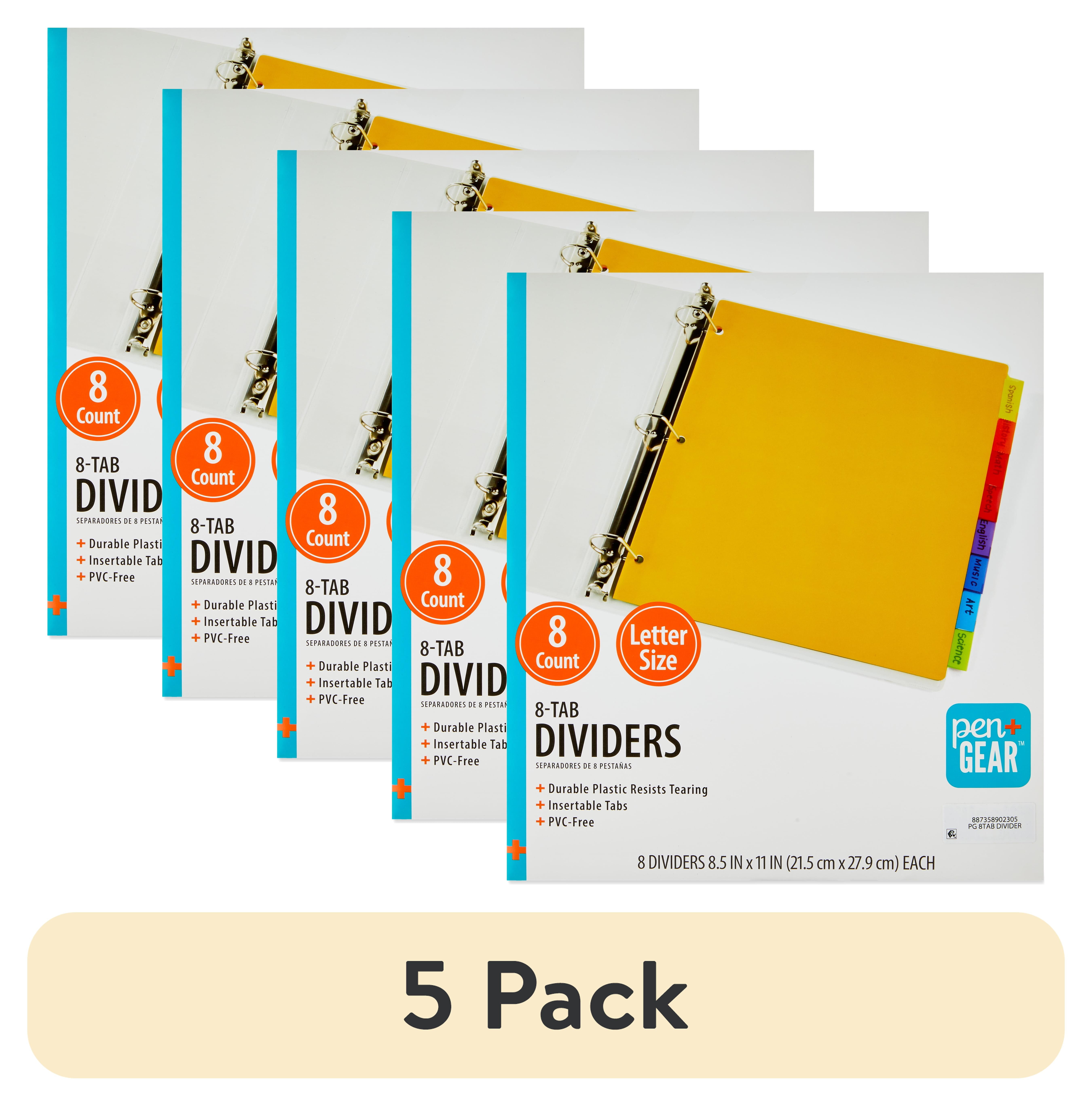(5 pack) Pen+Gear 8-Tab Letter Size Dividers, 8 Count - Walmart.com