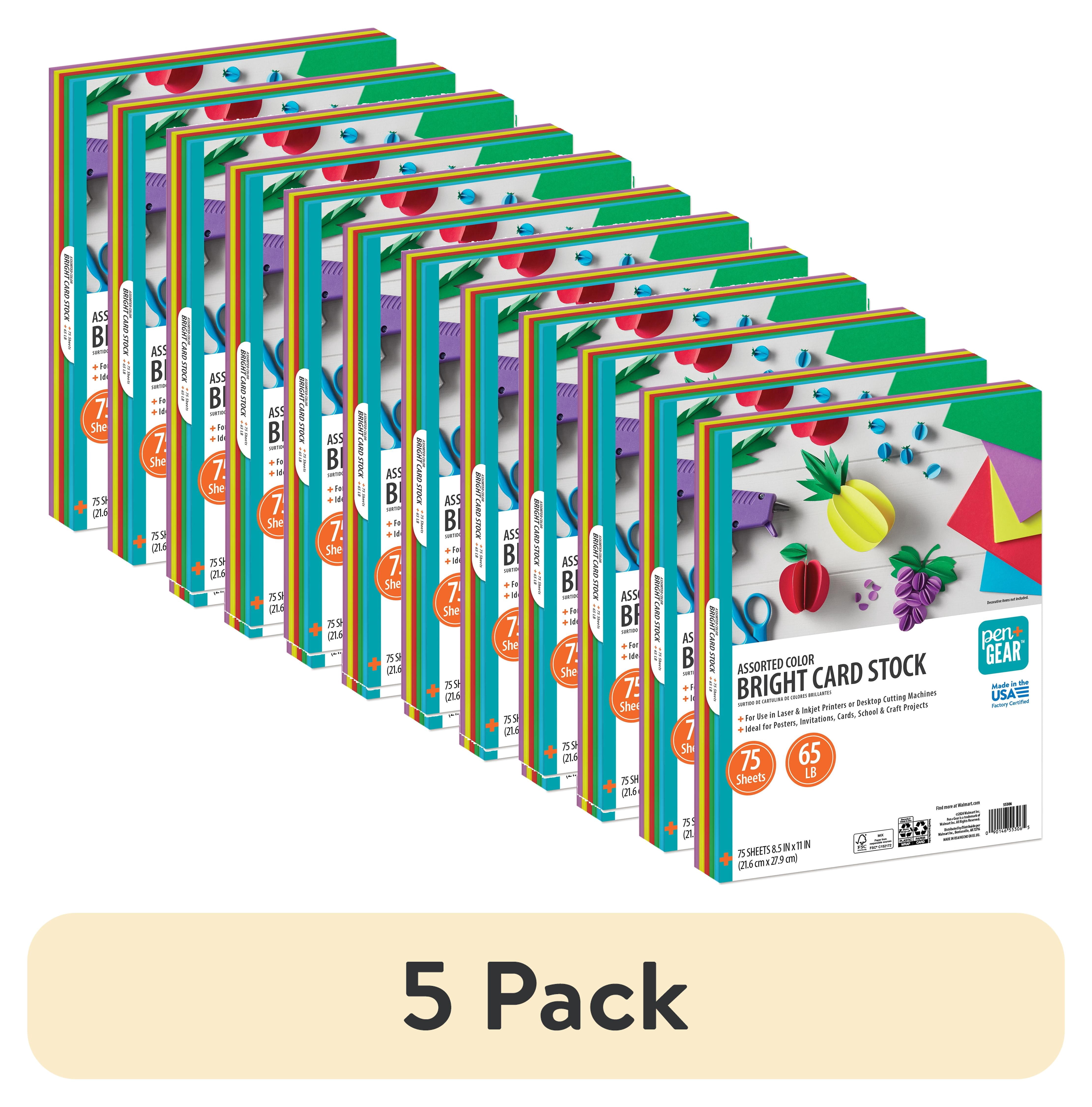 (5 pack) Pen+Gear Assorted Bright Card Stock, 8.5" x 11", 65 lb, 300 ...