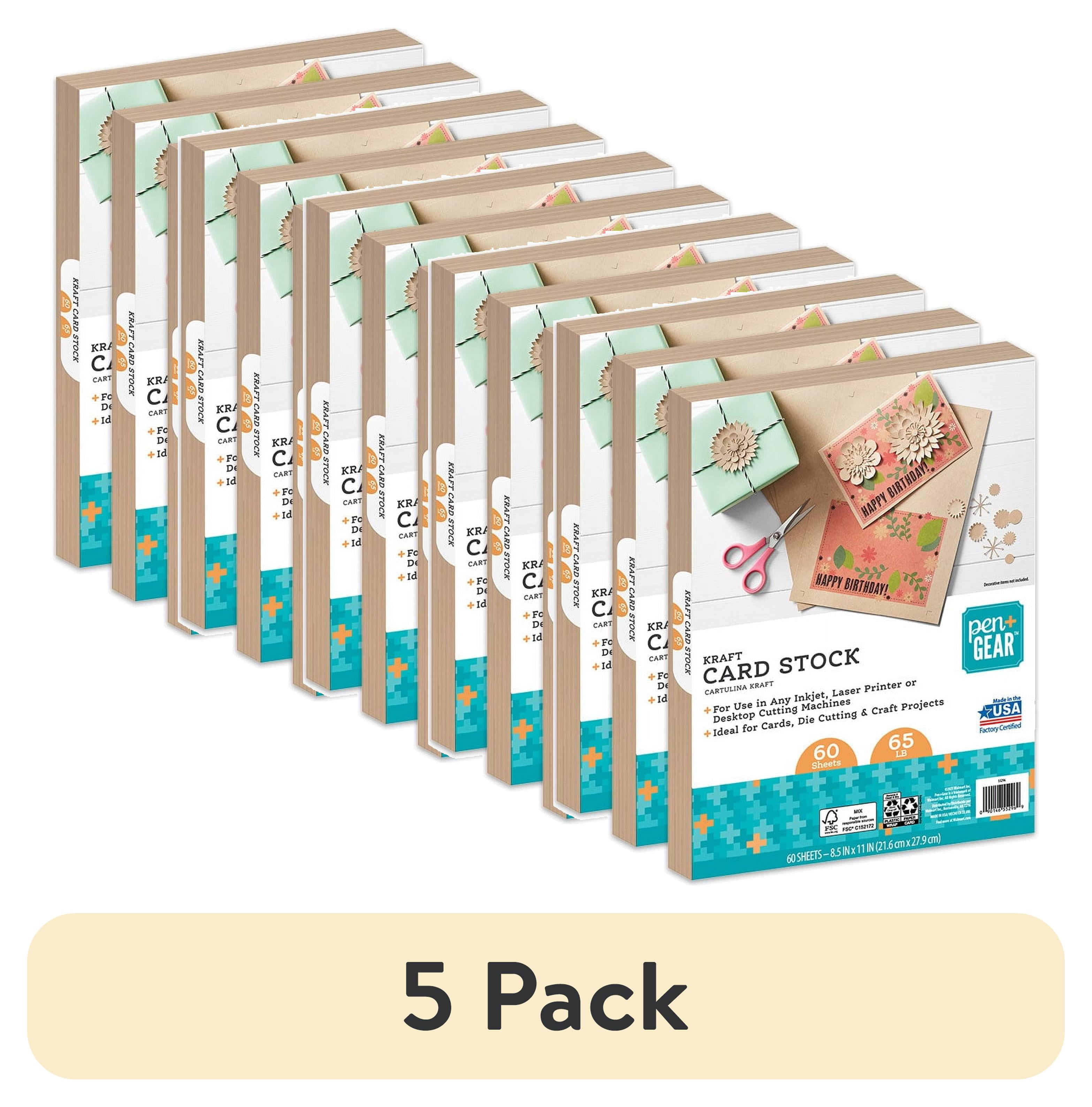 (5 pack) Pen+Gear Kraft Card Stock Paper, 8.5"x 11", 65 lb, 180 Sheets ...