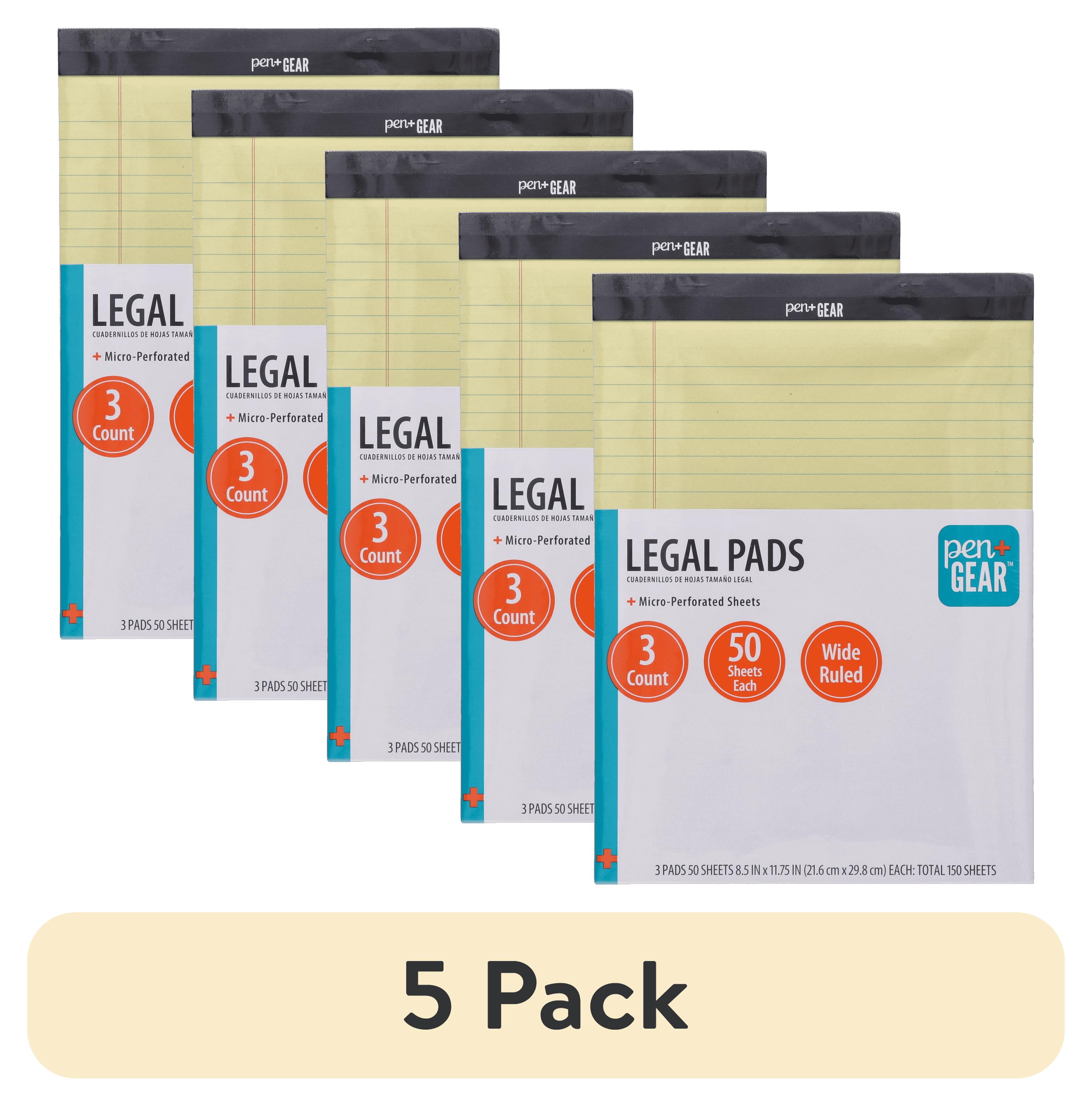 (5 pack) Pen + Gear Legal Pads, Canary Paper, 50 Sheets, 3 Count per ...