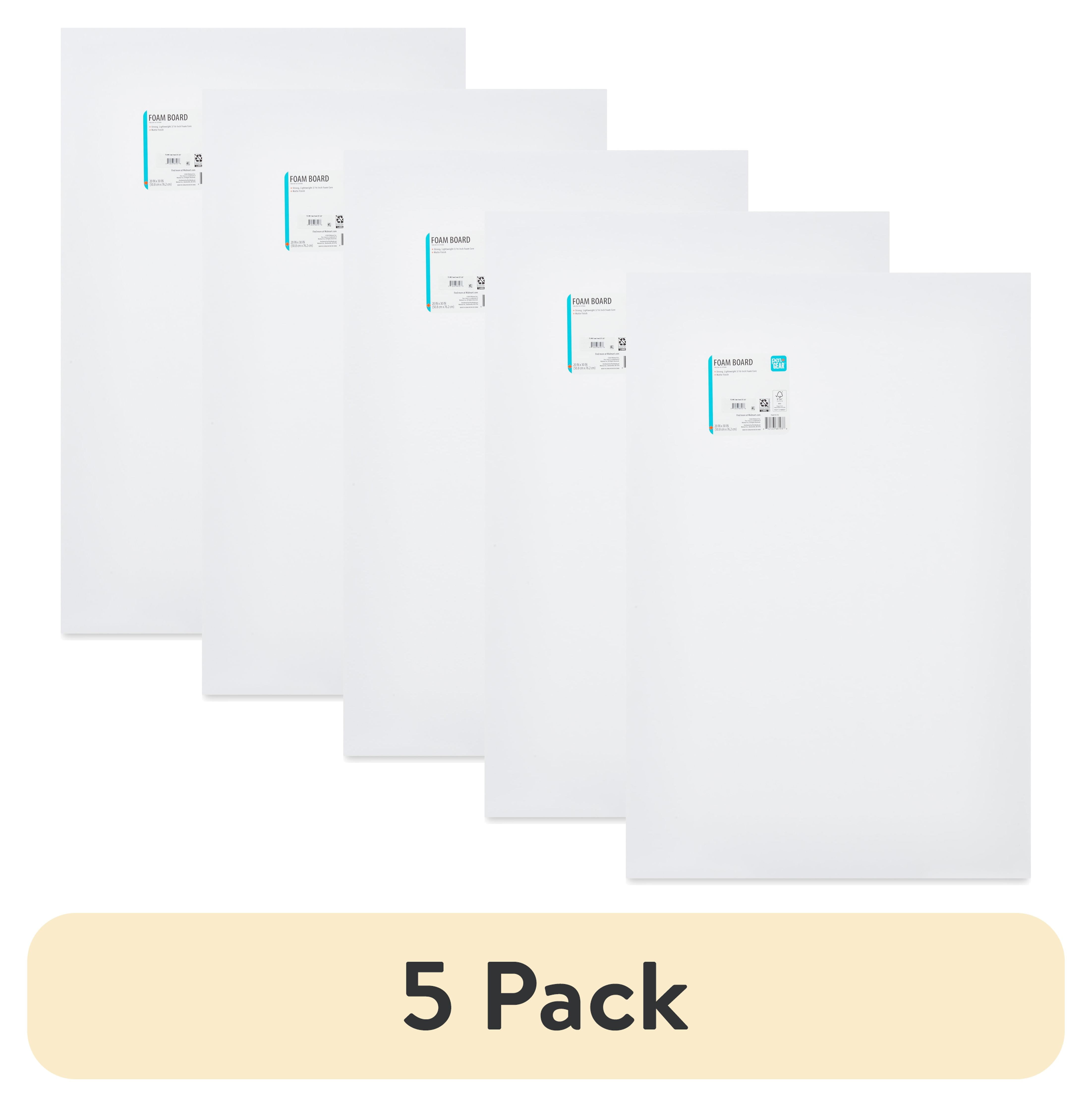 (5 pack) Pen+Gear White Foam Board, 20" x 30" - Walmart.com