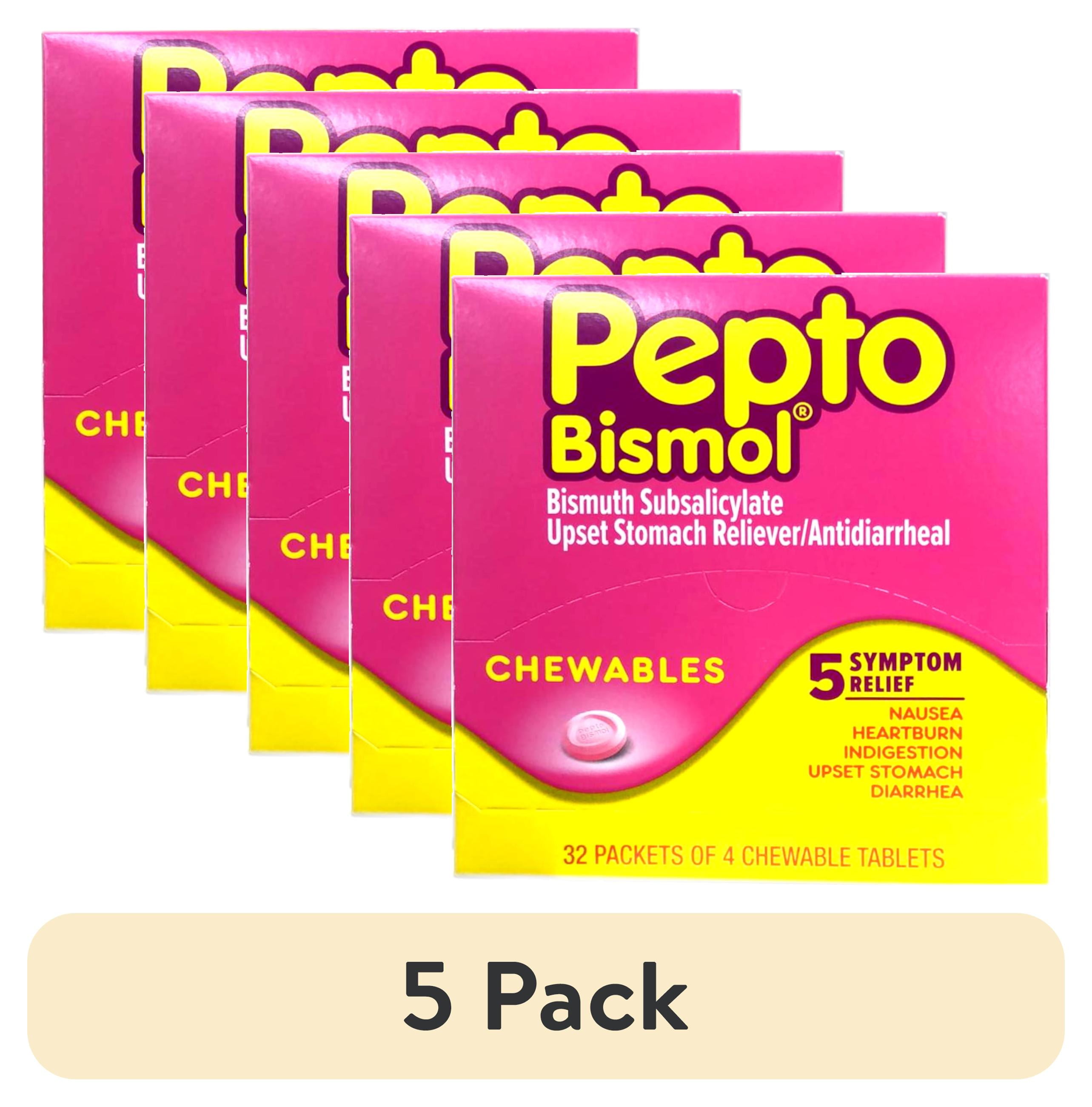 (5 pack) Pepto Bismol Chewable Dispenser - 32 Packets of 4 Chewable ...