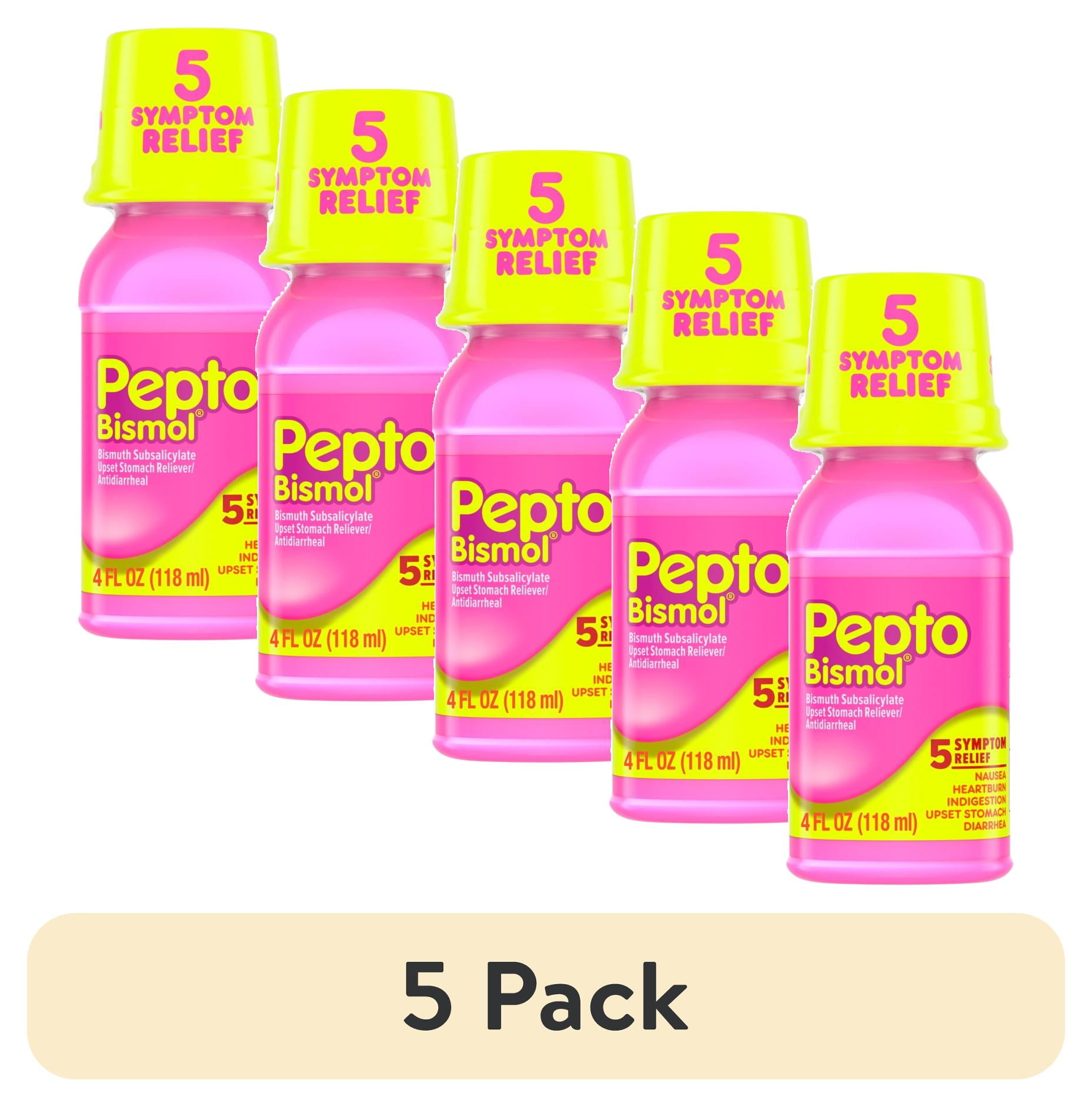 (5 pack) Pepto Bismol Liquid for Upset Stomach and Diarrhea Relief ...