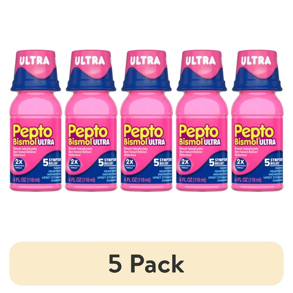 (5 pack) Pepto Bismol Ultra Liquid, Upset Stomach & Diarrhea Relief ...