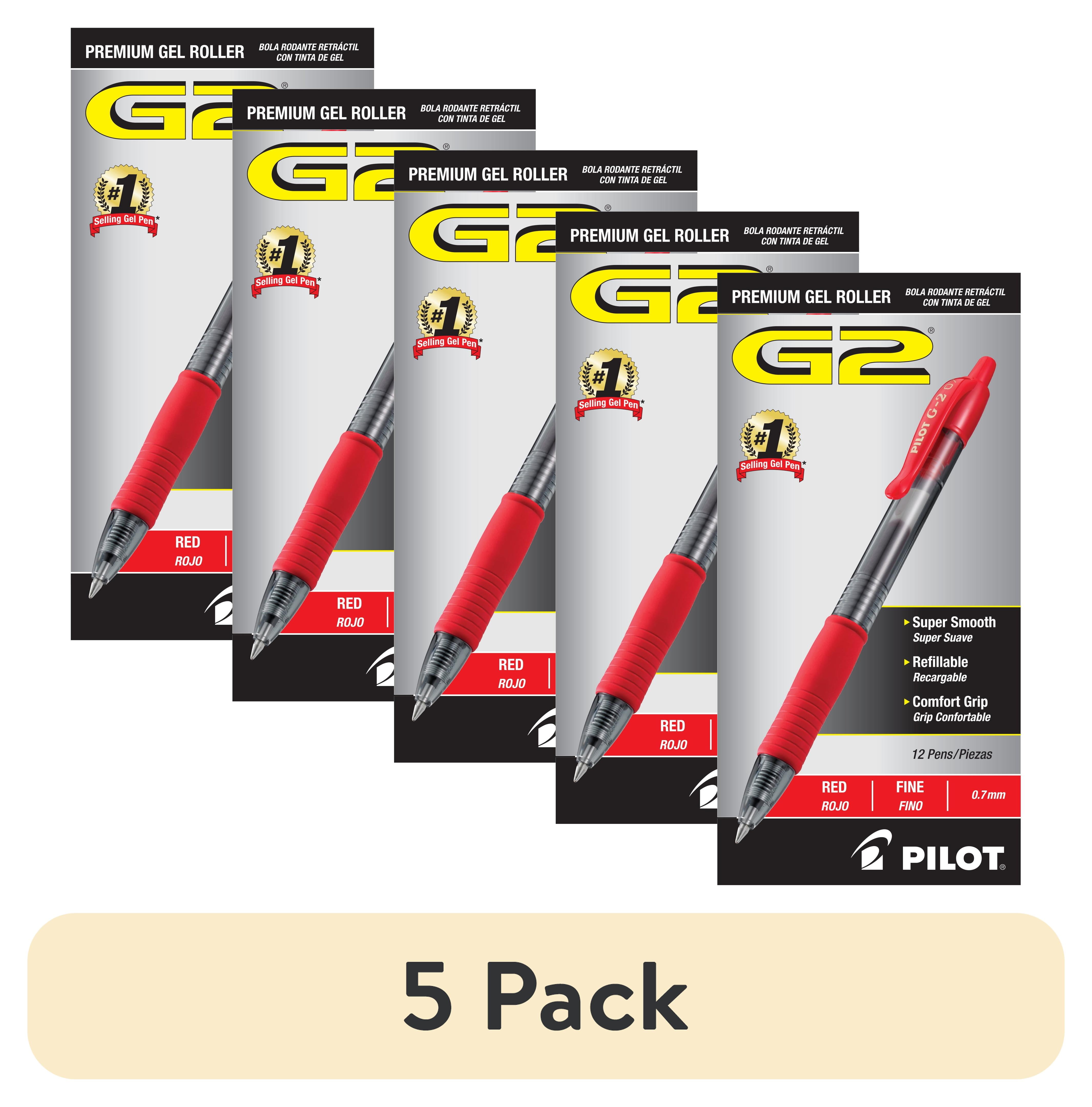 (5 pack) Pilot G2 Premium Gel Roller Pens, Fine Point 0.7 mm, Red Pens ...