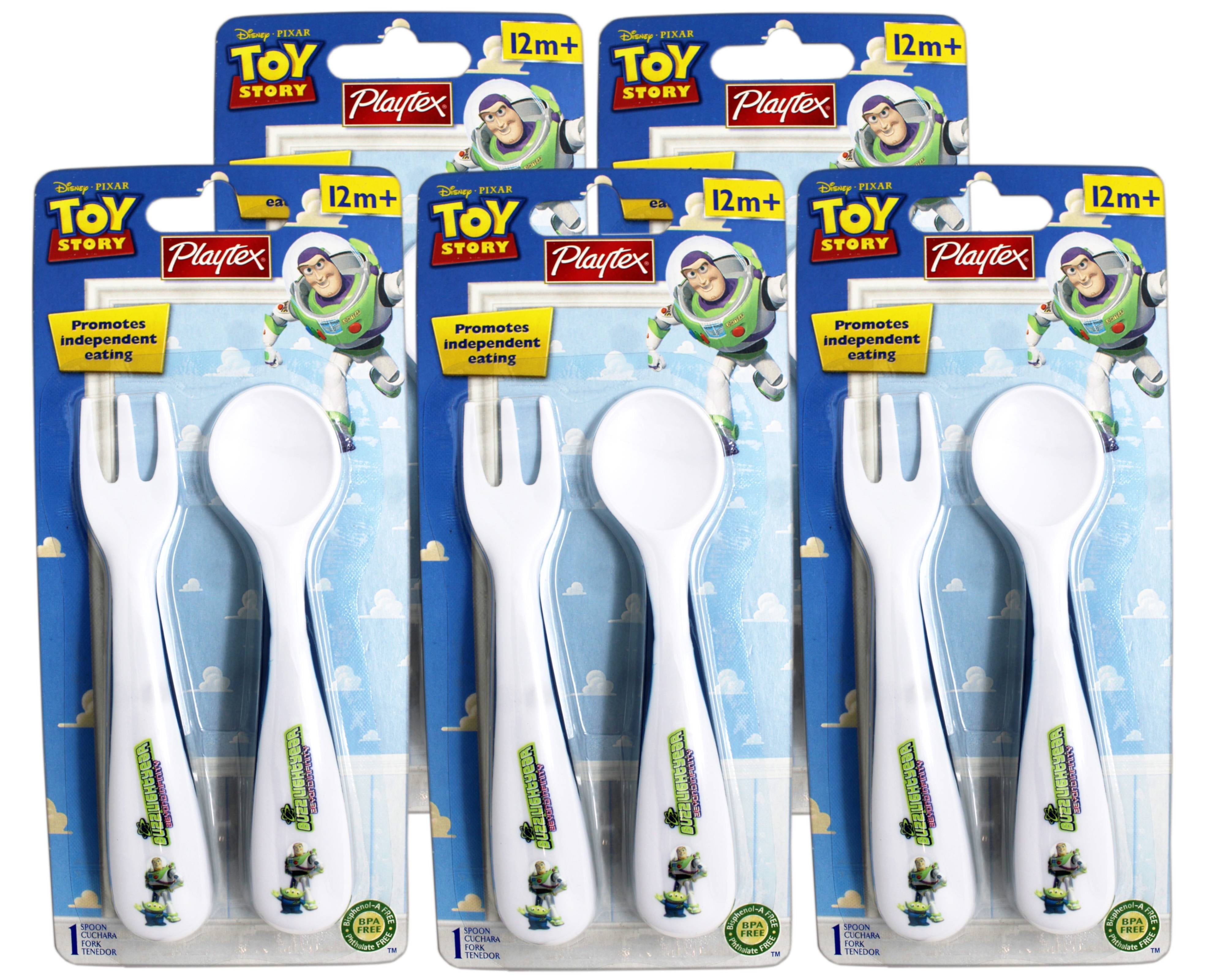 (5 pack) Playtex Disney Pixar Toy Story Fork and Spoon Utensil Set 12m ...