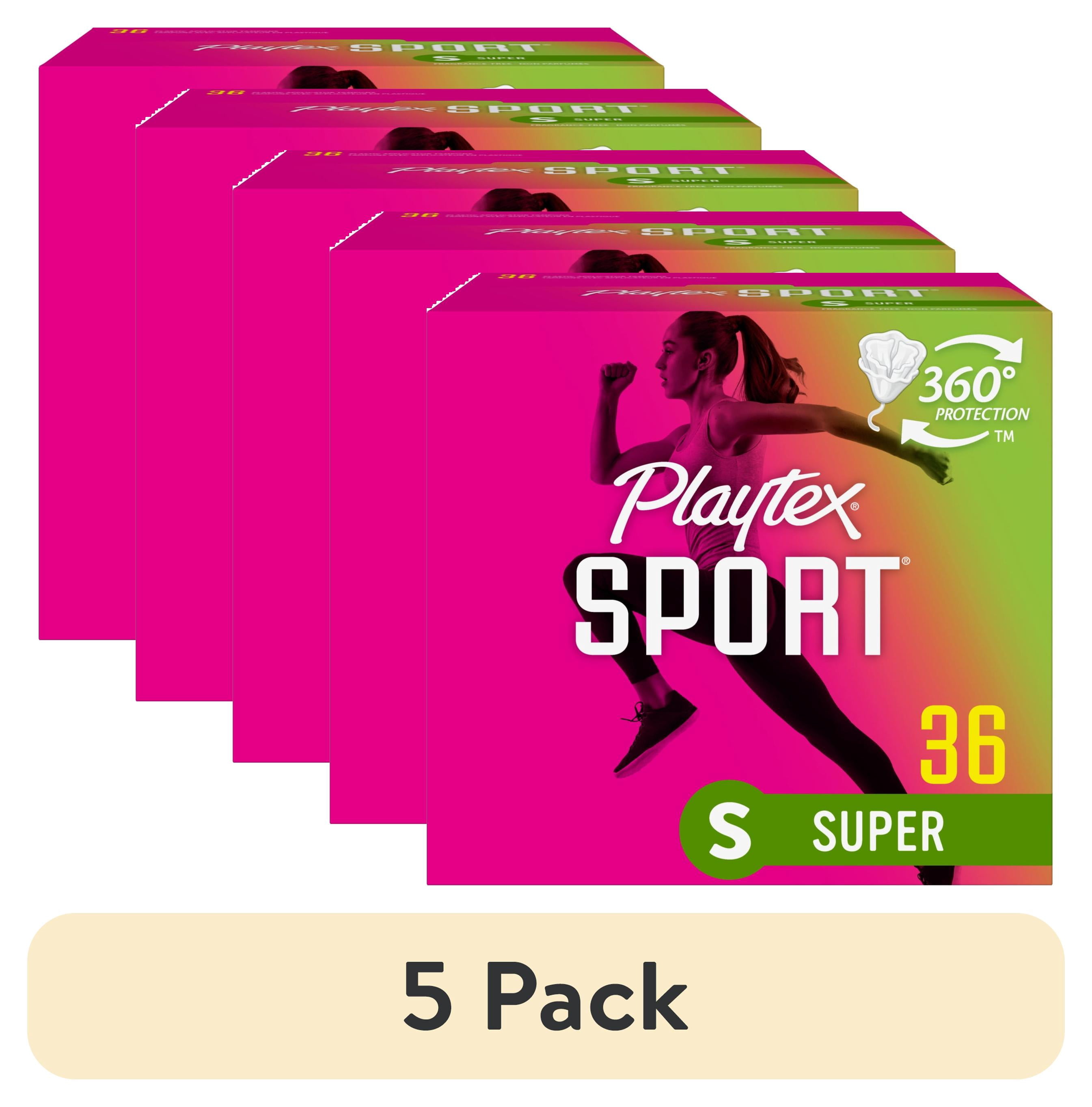 (5 pack) Playtex Sport Tampons, Unscented, Super, 36 Ct - Walmart.com