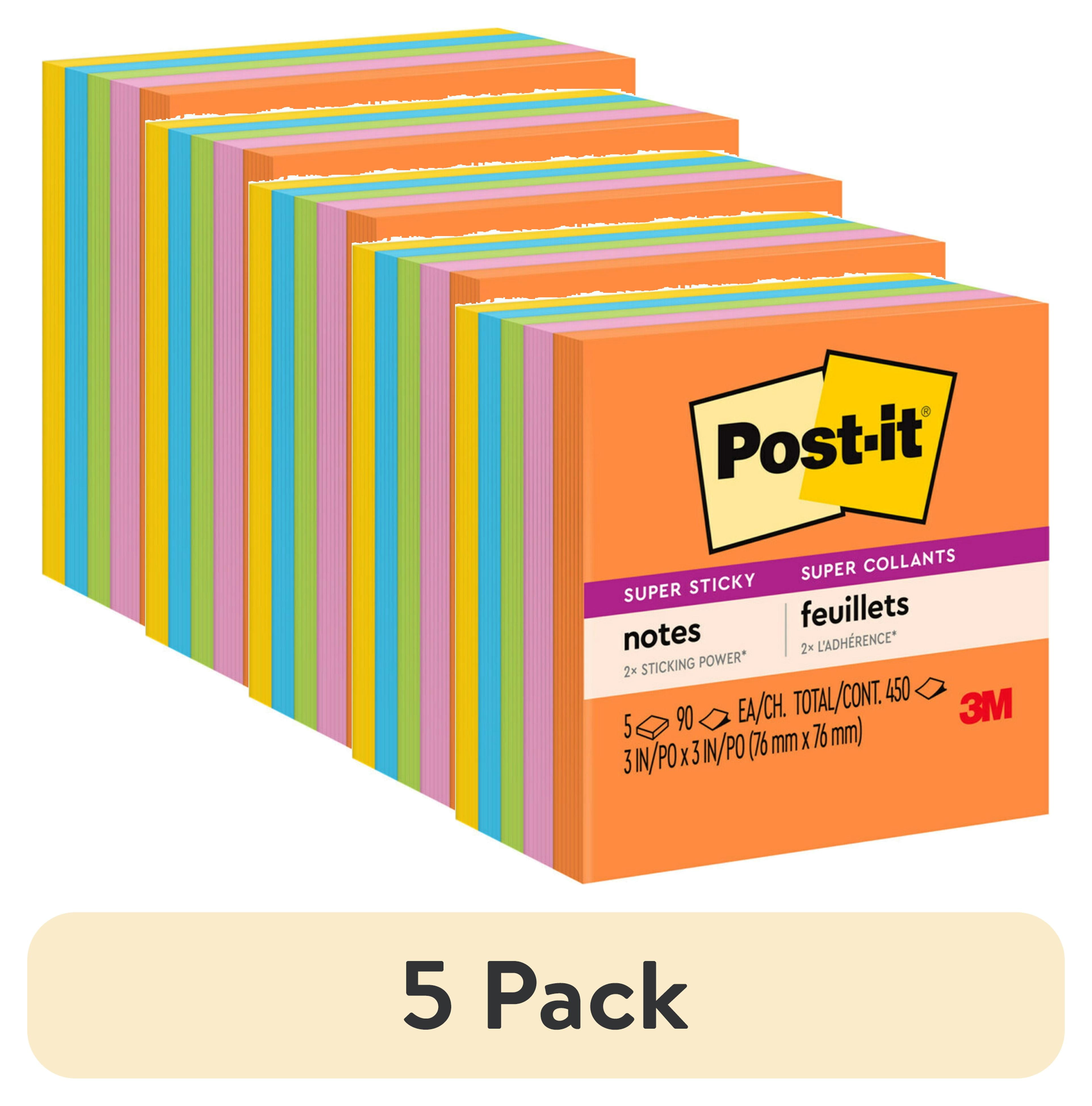 (5 pack) Post-it® Super Sticky Notes, 3 in x 3 in, Energy Boost ...