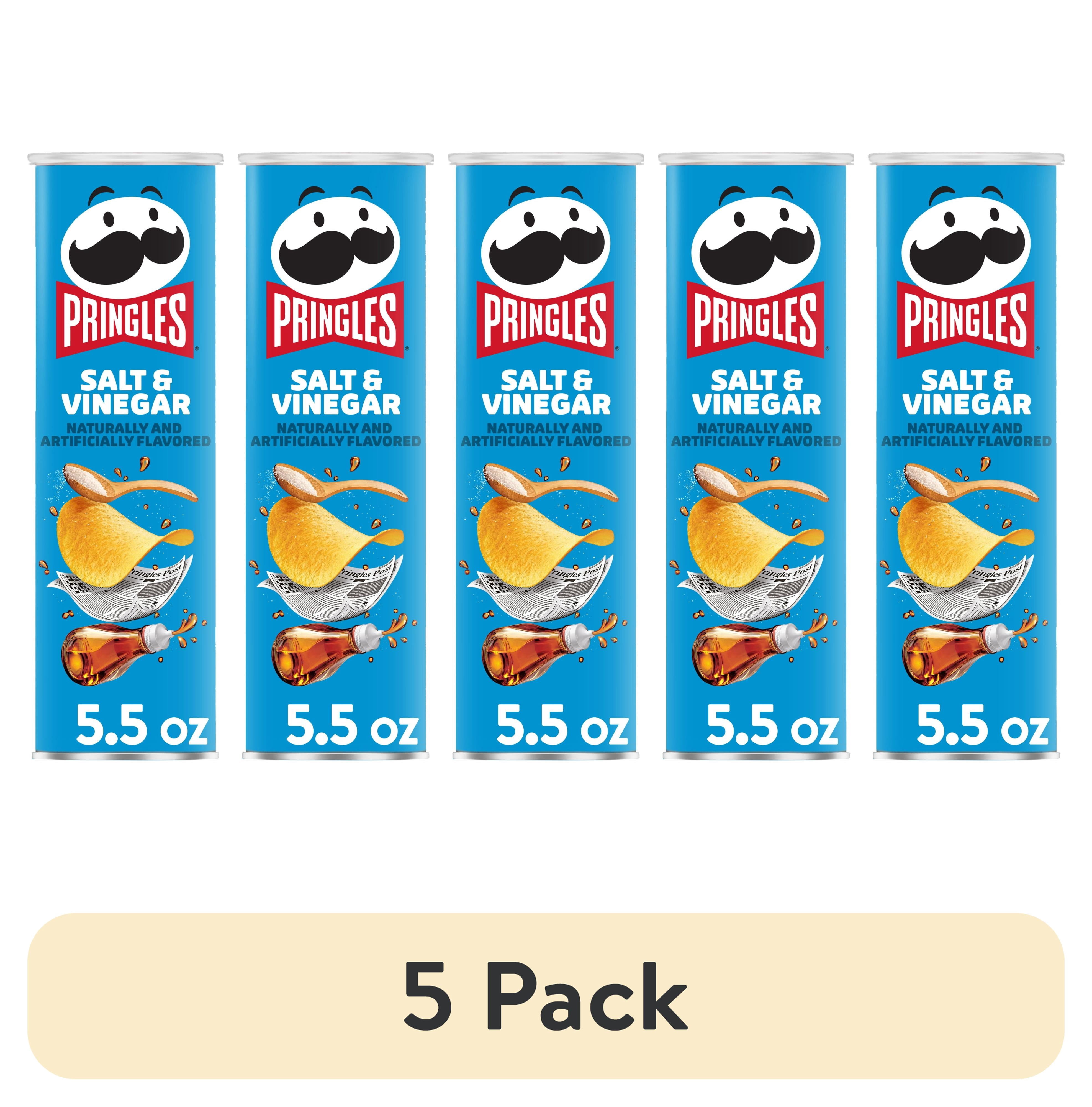 (5 pack) Pringles Salt and Vinegar Potato Crisps Chips, Lunch Snacks, 5 ...