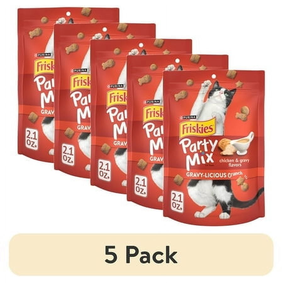 (5 pack) Purina Friskies Party Mix Gravy-licious, Cat Treats, Chicken ...