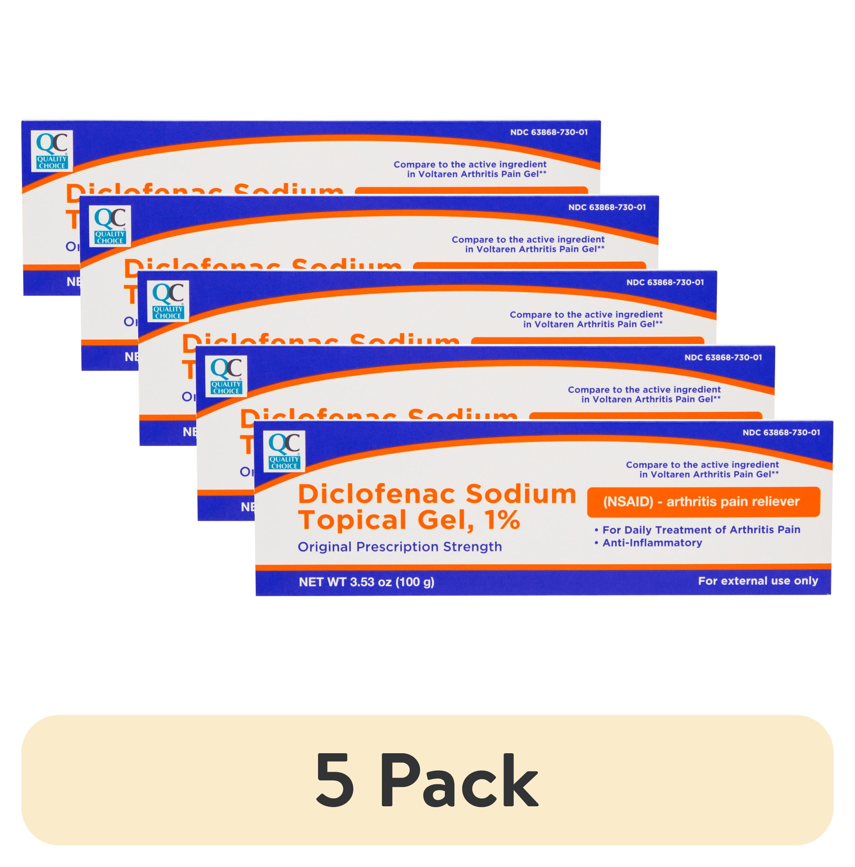 (5 pack) Quality Choice Diclofenac Sodium Topical Gel 1% Arthritis Pain Reliever 3.53 oz ...