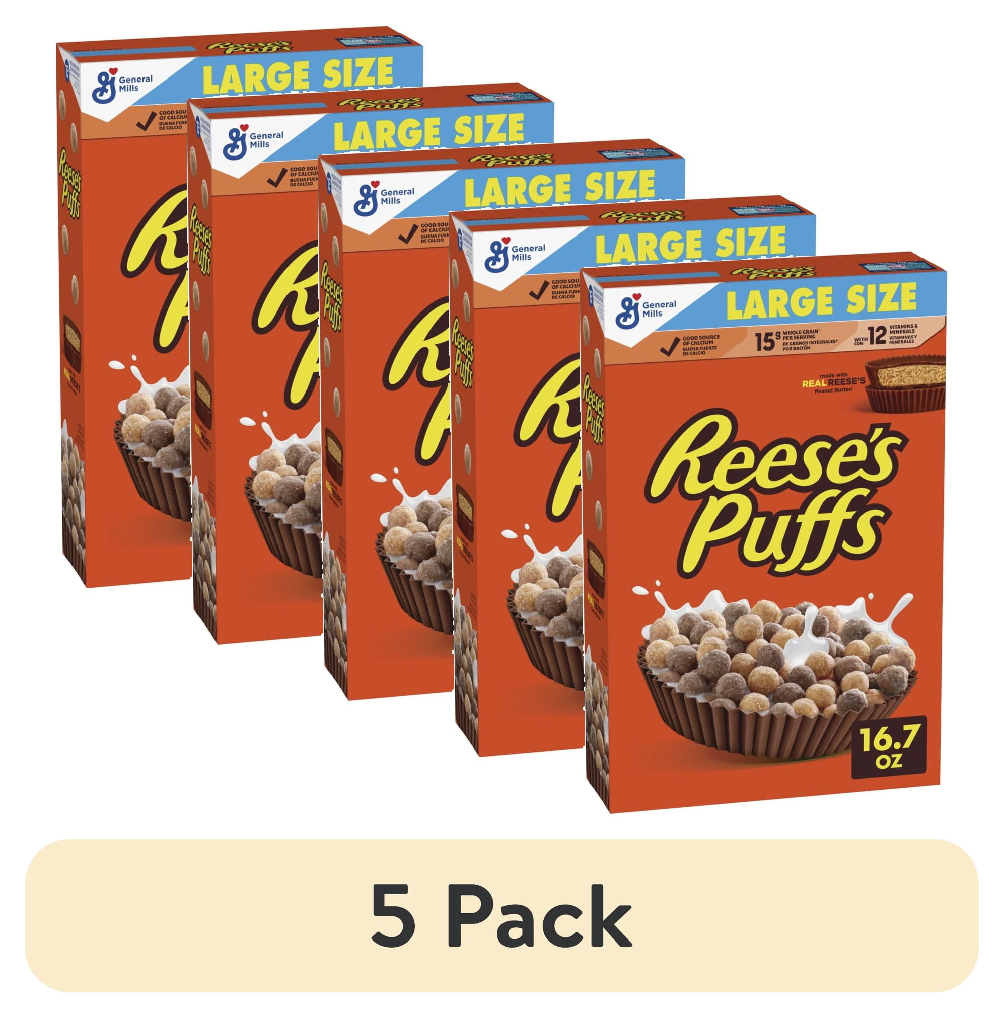 (5 pack) REESE'S PUFFS Breakfast Cereal, Chocolatey Peanut Butter ...