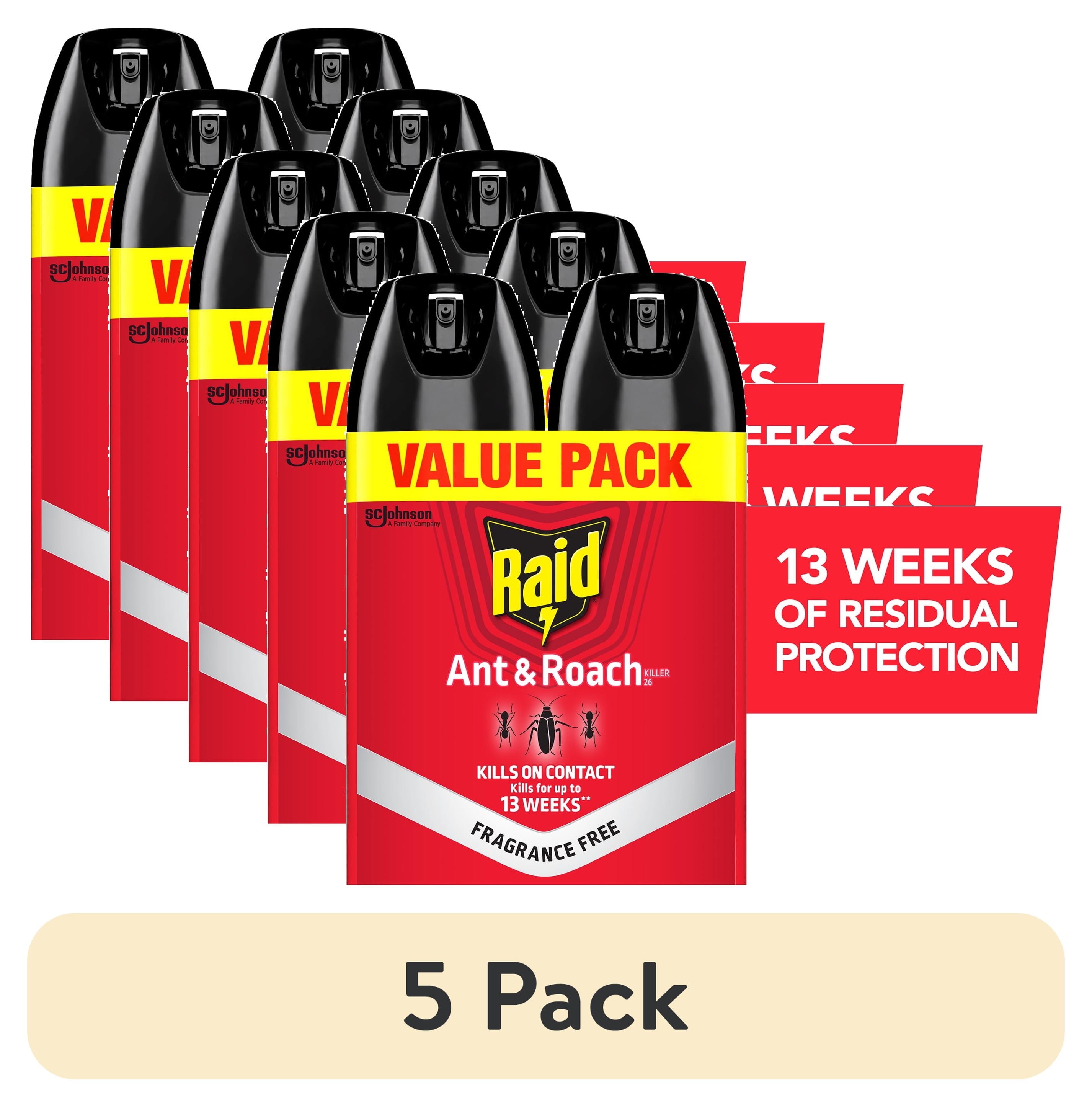 (5 pack) Raid Ant & Roach Killer, Indoor Insecticide, Residual Killing ...