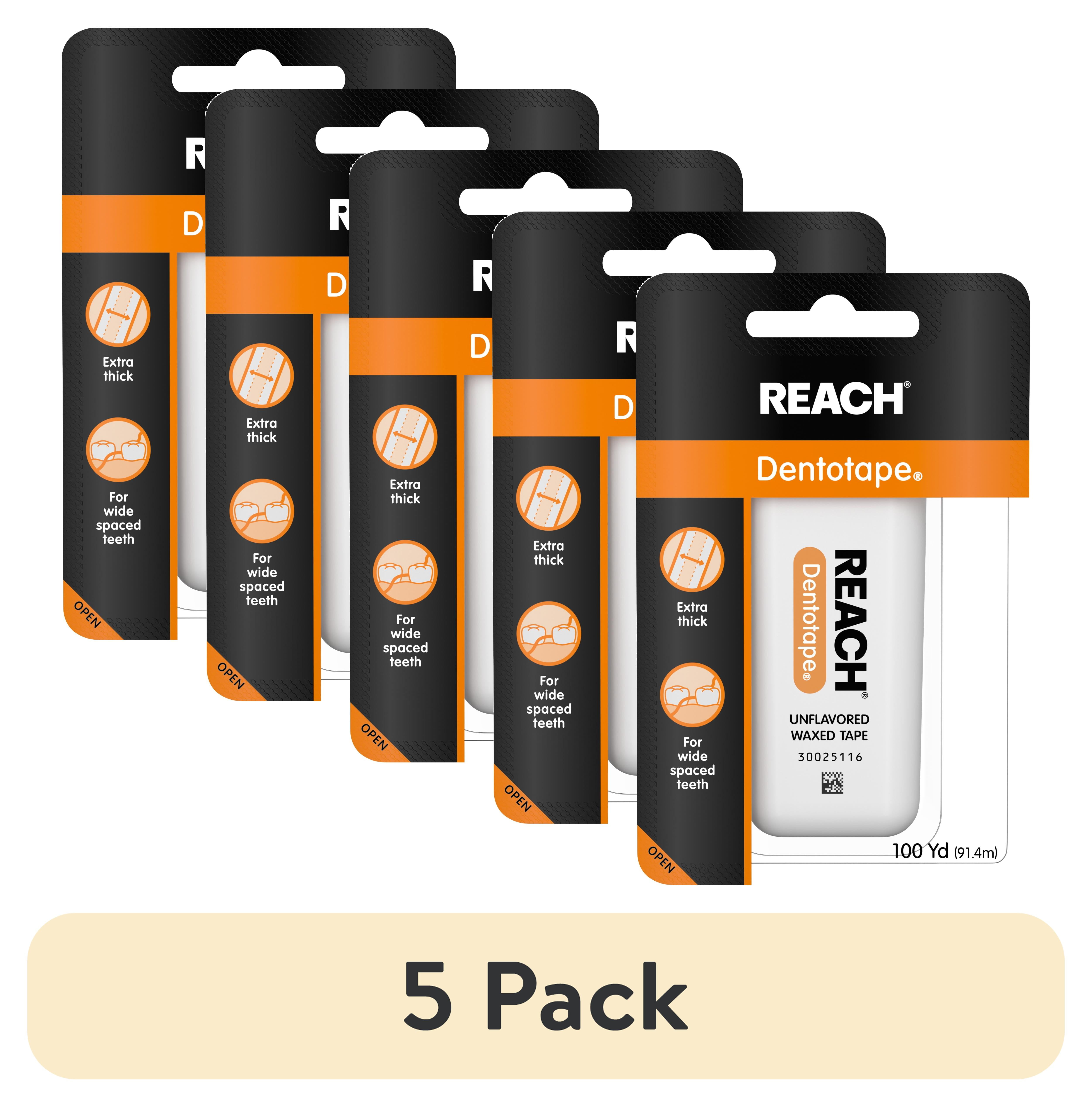 (5 pack) Reach Dentotape Extra Wide Waxed Dental Floss, Unflavored, 100 ...