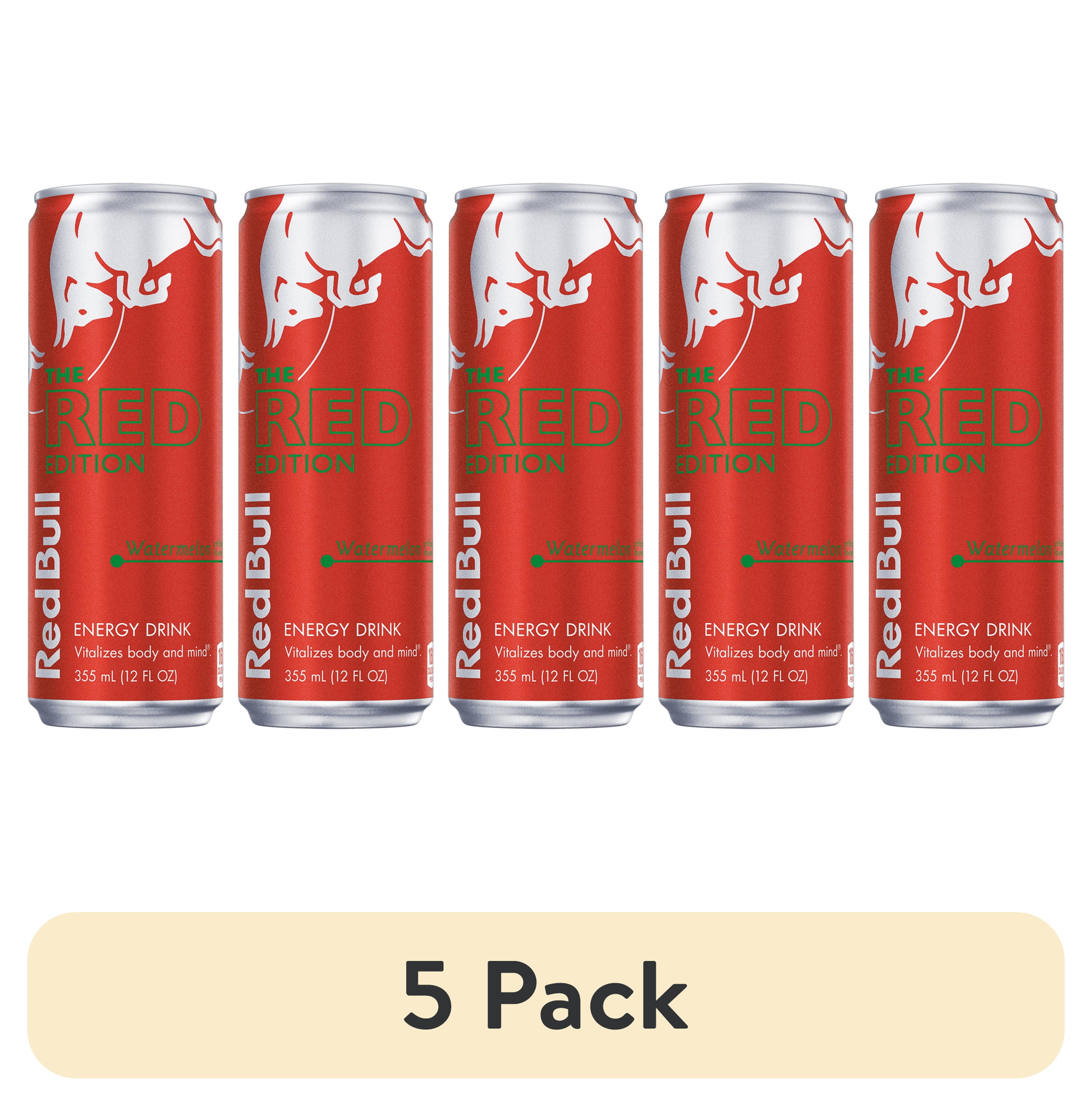 (5 pack) Red Bull Red Edition Energy Drink, Watermelon, 114mg Caffeine ...