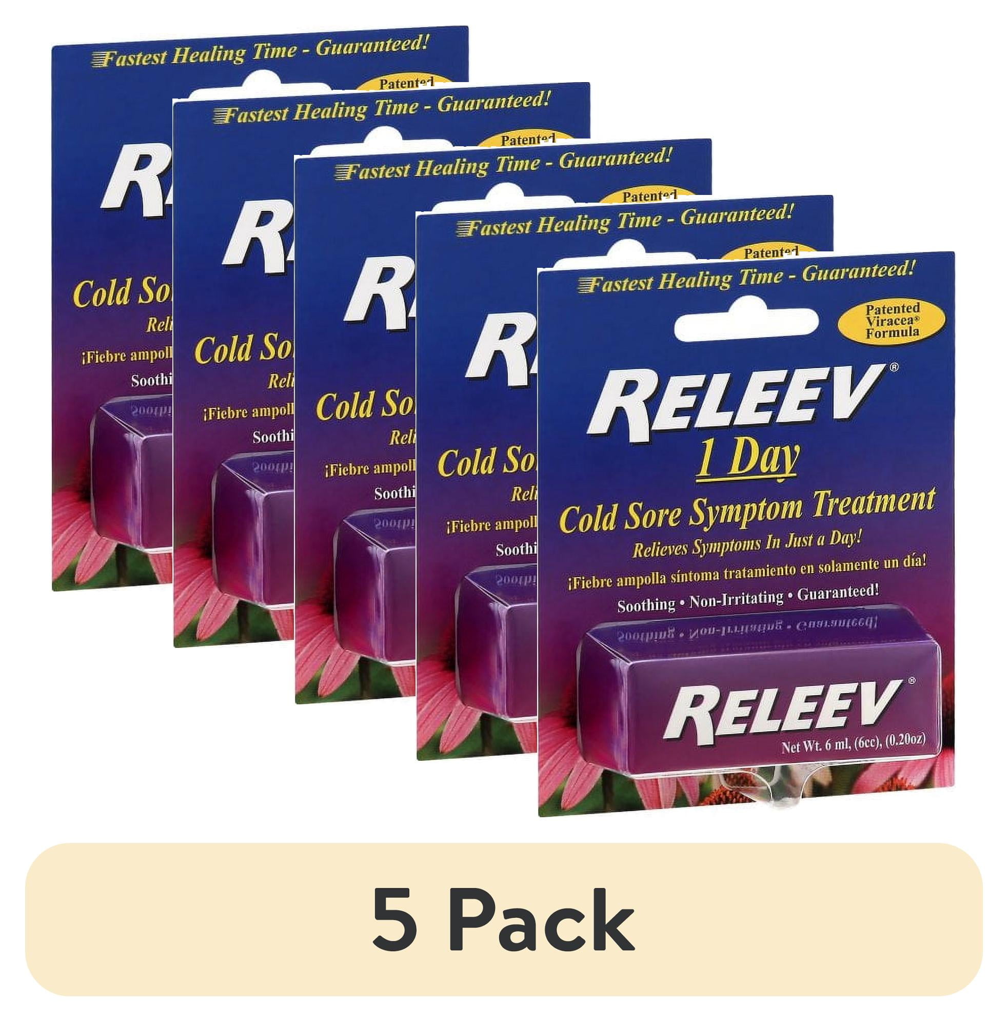 (5 pack) Releev Cold Sore Symptom Treatment I Day - .2 Oz - Walmart.com