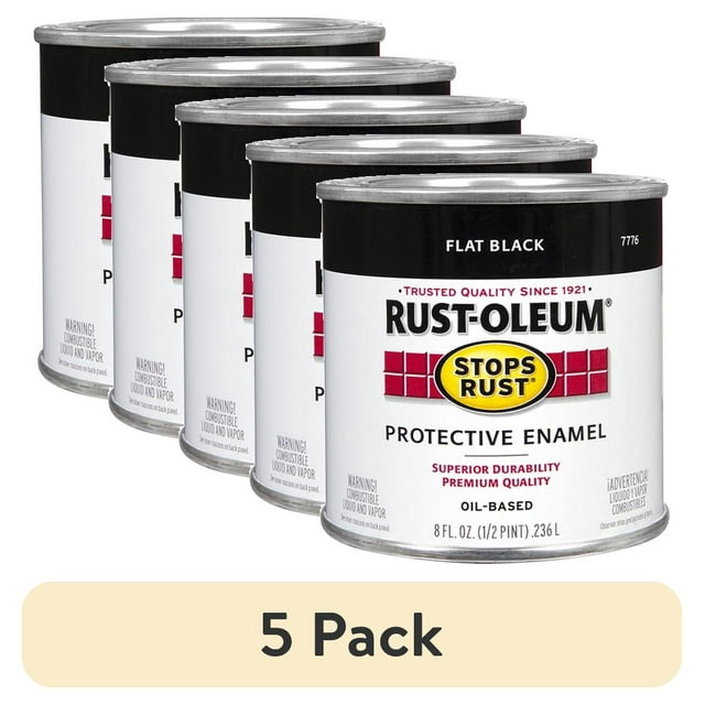 (5 pack) Rust-Oleum® Stops Rust® Flat Black Oil-Based Protective Enamel ...