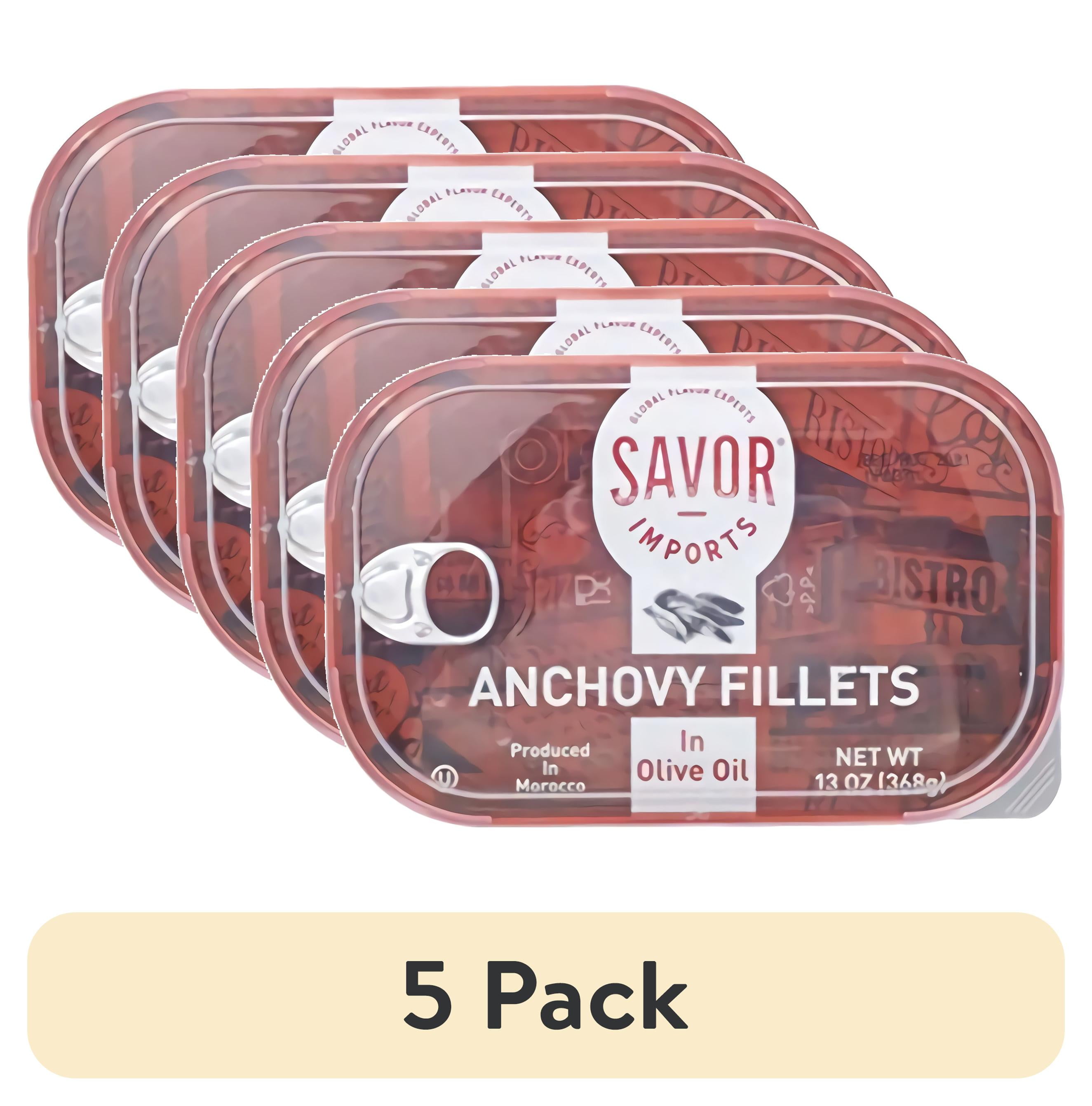 (5 pack) Savor Imports imported Wild Caught Anchovies in Olive Oil, 13 ...