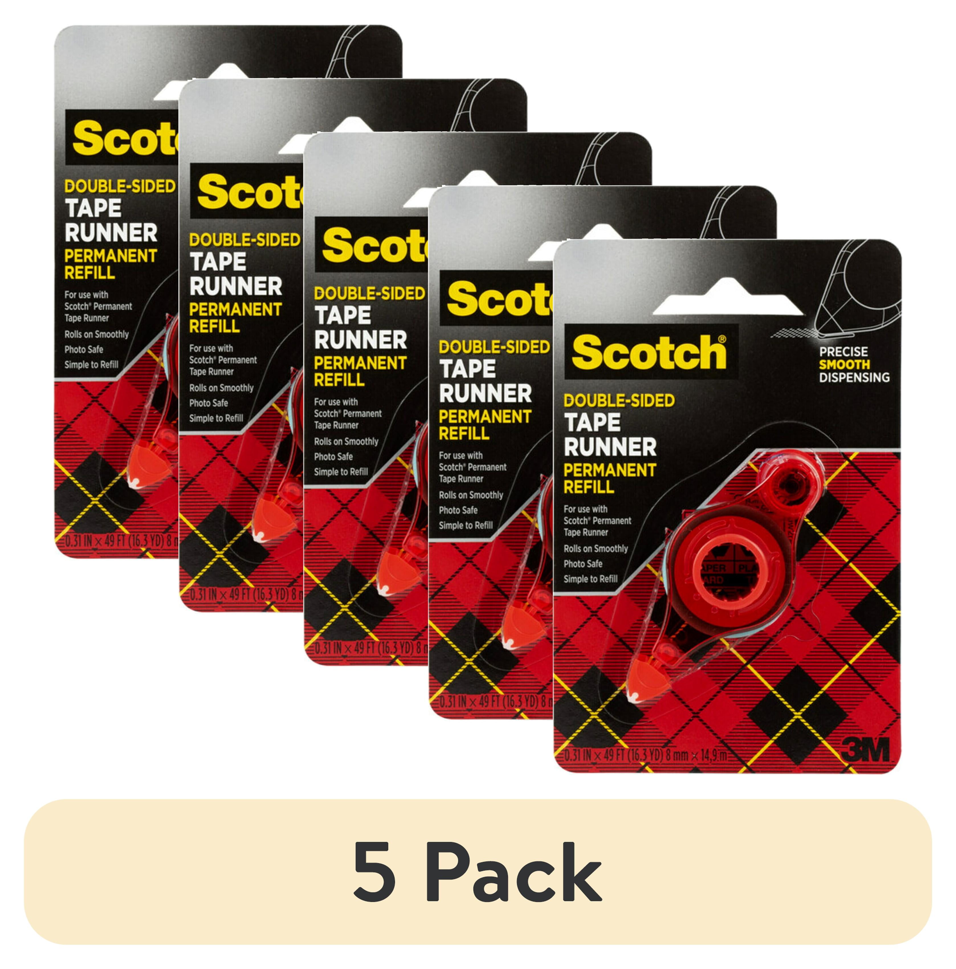 (5 pack) Scotch® Adhesive Dot Roller Refill, 1/3 in x 49 ft - Walmart.com