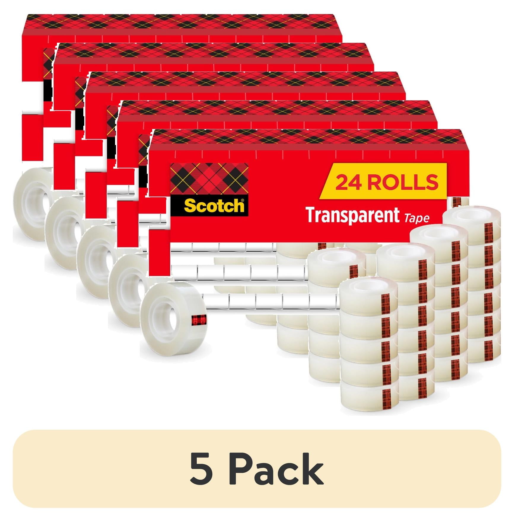 (5 pack) Scotch Transparent Tape, 3/4 in. x 1000 in., 24 Boxes ...