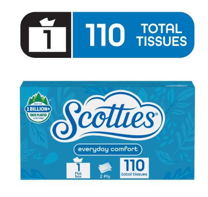 5 pack - Scotties Everyday Comfort 2-Ply Flat Box Facial Tissues (110 ...