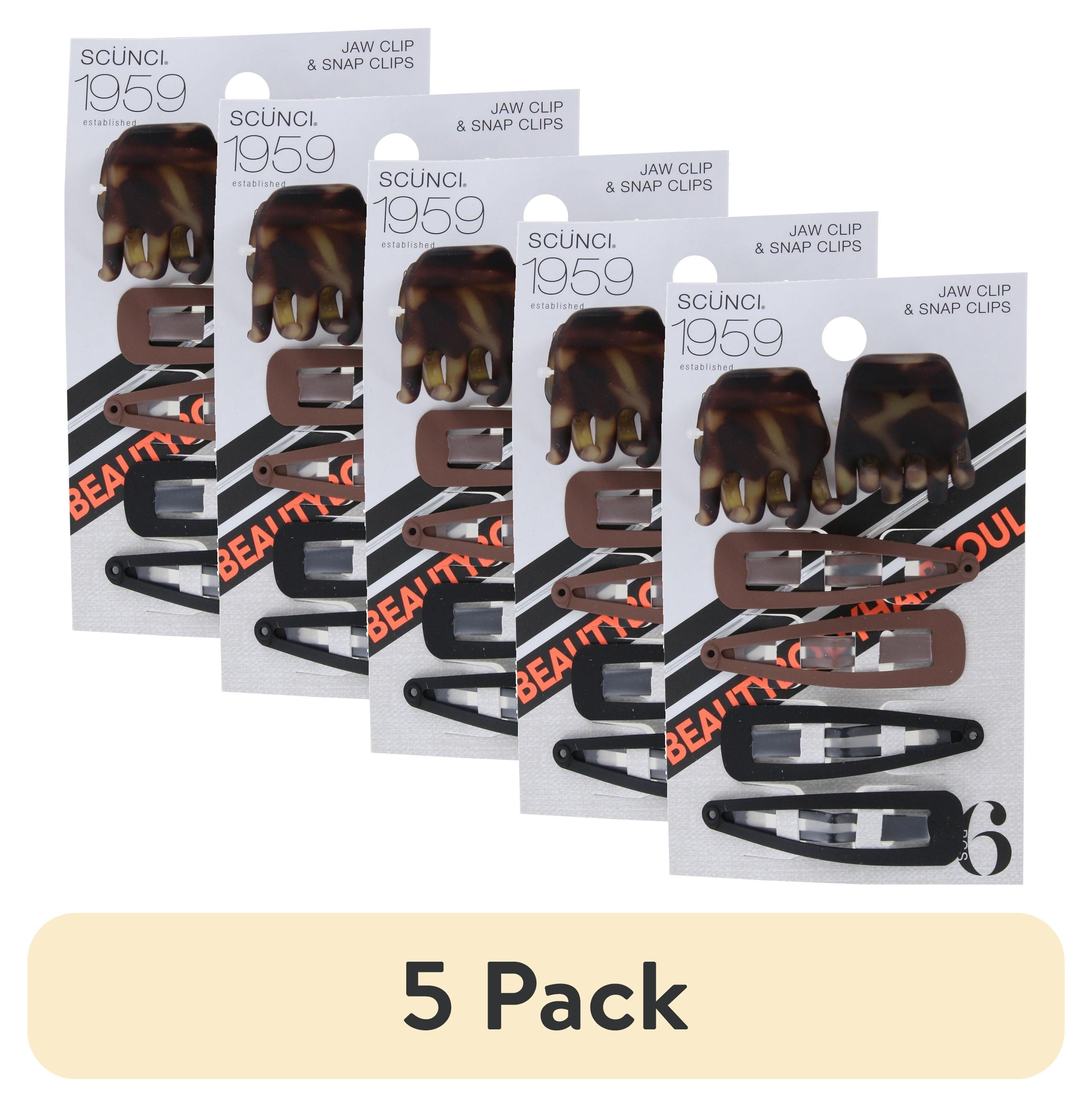 (5 pack) Scunci 1959 No-Slip Grip Hair Jaw Clips and Snap Clips ...