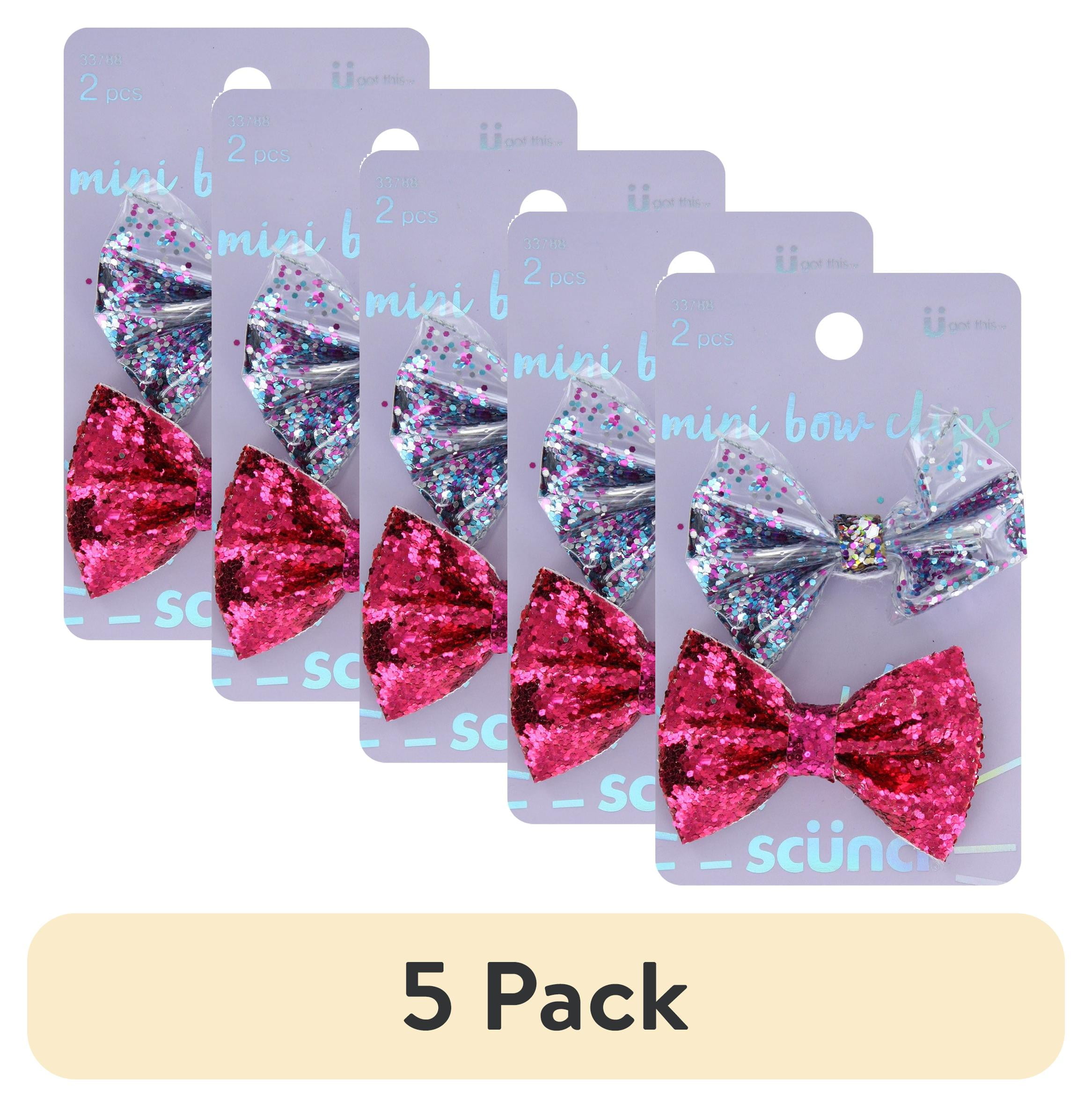 (5 pack) Scunci Mini Glitter Salon Tween Bow Clips, Assorted Colors, 2 ...