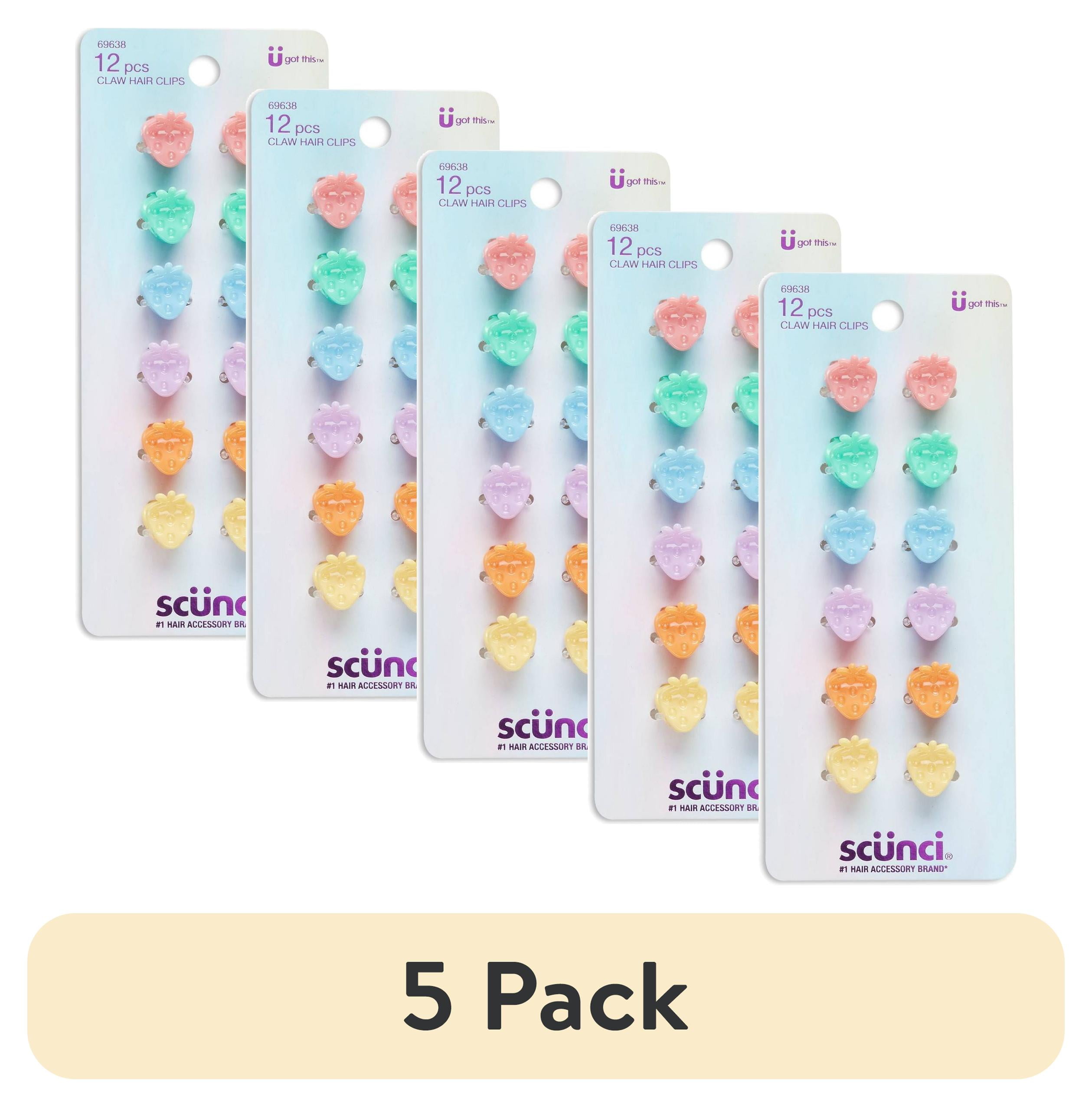 (5 pack) Scunci Tween Strawberry Claw Hair Clips, Assorted Colors, 12 ...