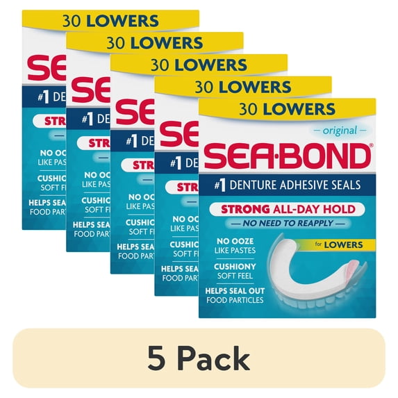 (5 pack) Sea Bond Secure Denture Adhesive Seals, Original Lowers, Zinc ...