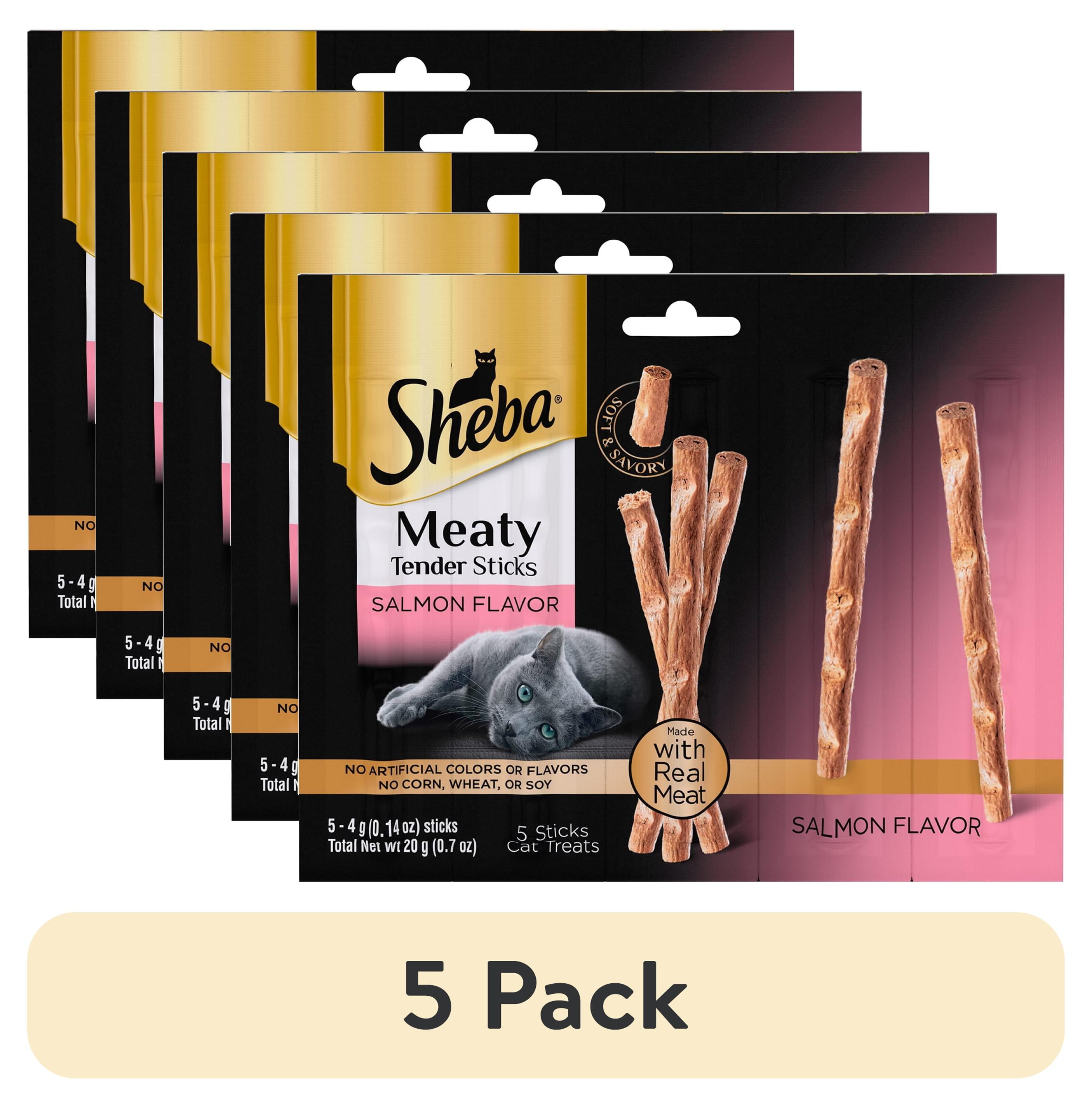 (5 pack) Sheba Meaty Tender Sticks Salmon Flavor Dry Cat Treats, 0.7 oz ...