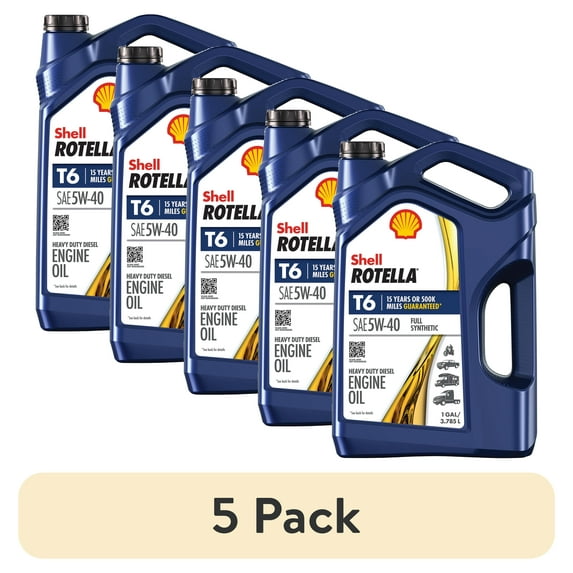 (5 pack) Shell Rotella T6 Full Synthetic 5W-40 Diesel Engine Oil, 1 ...