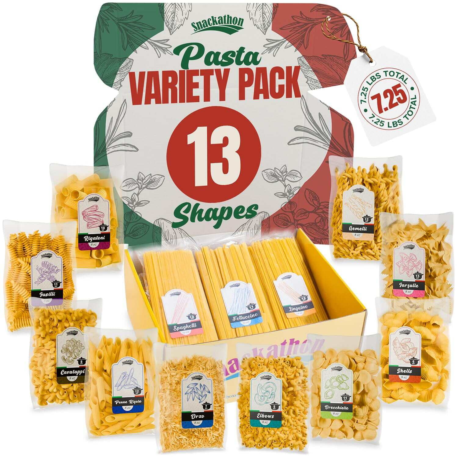 (5 pack) Snackathon Italian Pasta, 13 Shape Varieties, 7.25 Lbs ...