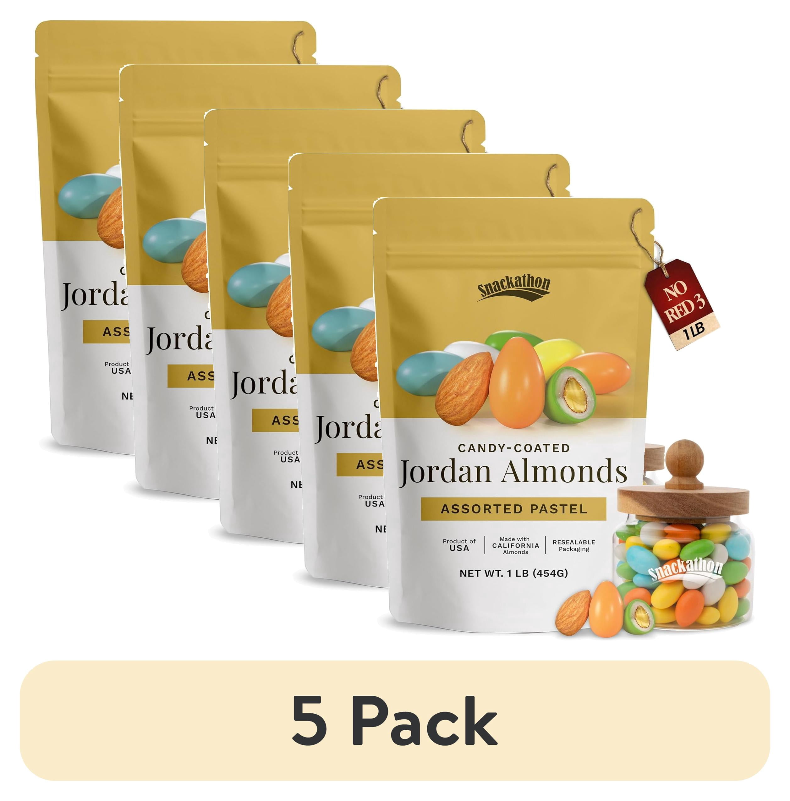 (5 pack) Snackathon Jordan Almonds, Assorted Pastel Candy-Coated ...