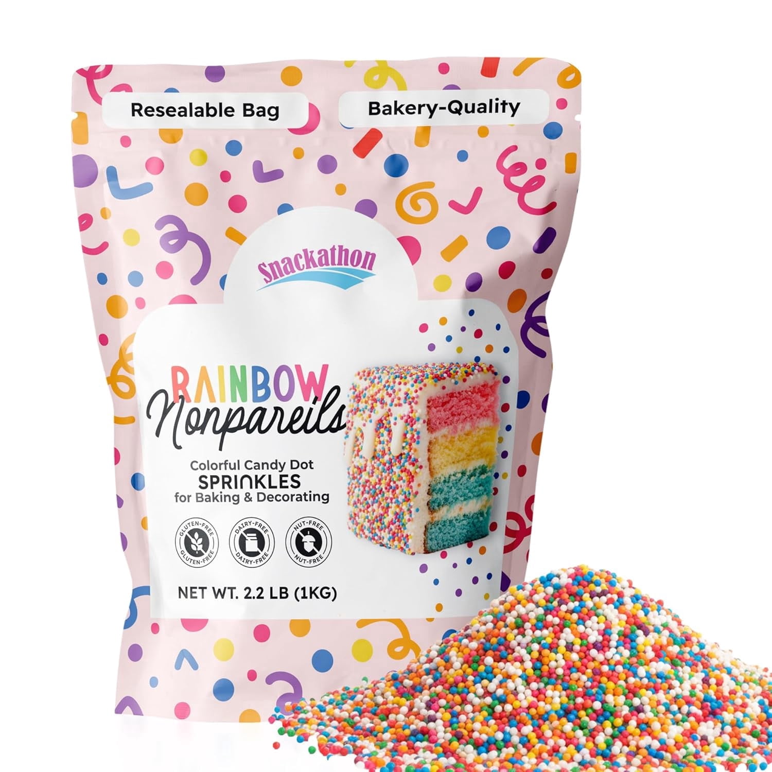 (5 pack) Snackathon Sprinkles for Baking & Decorating, Rainbow ...