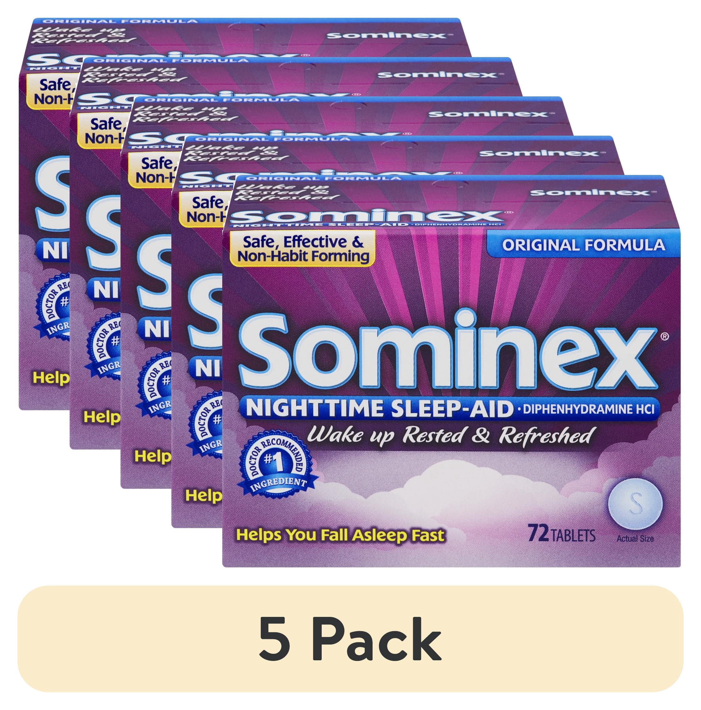 (5 pack) Sominex Original Formula Tablets, 72 ea - Walmart.com