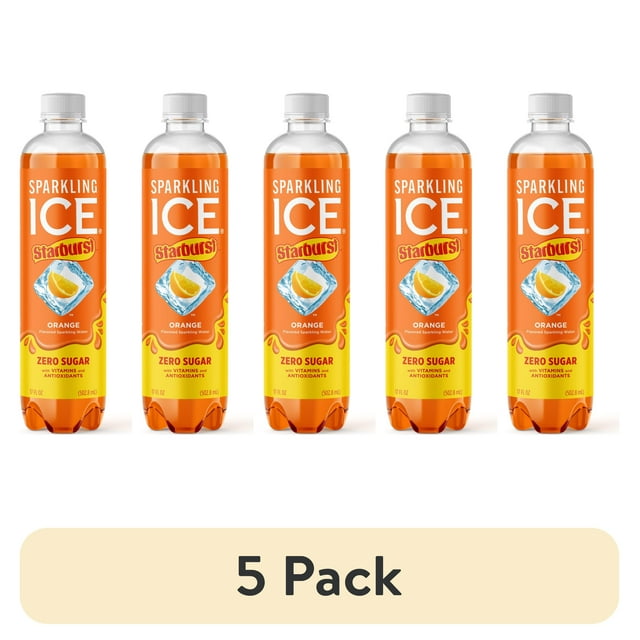 (5 pack) Sparkling Ice STARBURST Orange, Zero Sugar Flavored Sparkling ...