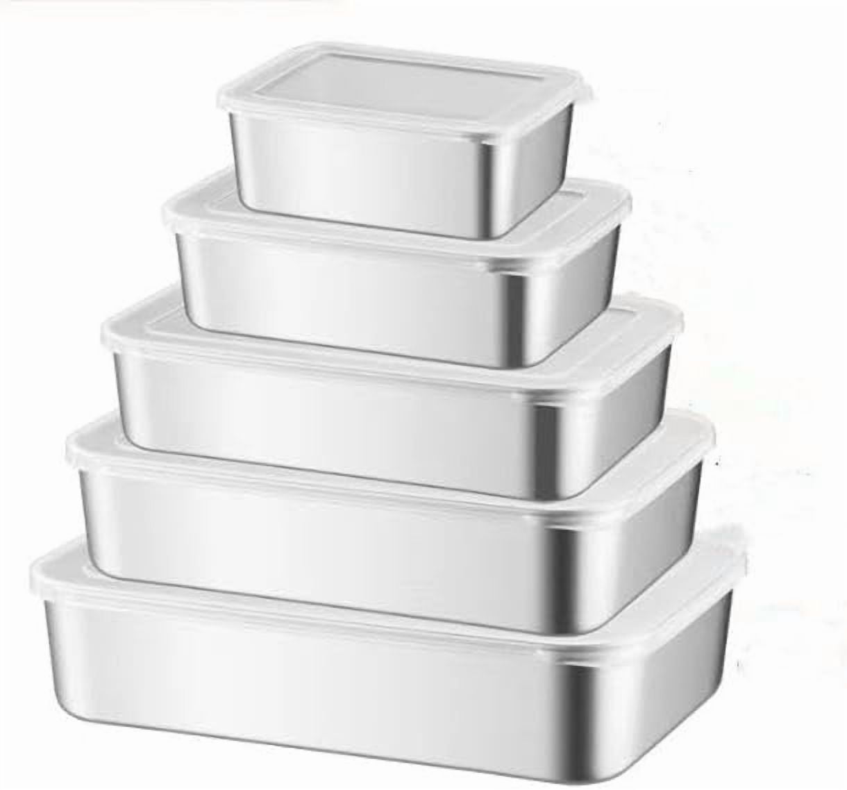 5 pack Stainless Steel Food Storage Containers Metal Food Lunch Box ...