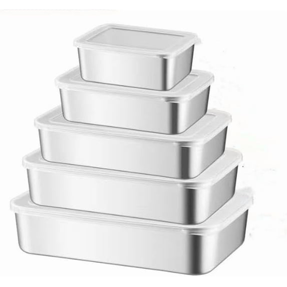 5 pack Stainless Steel Food Storage Containers Metal Food Lunch Box ...
