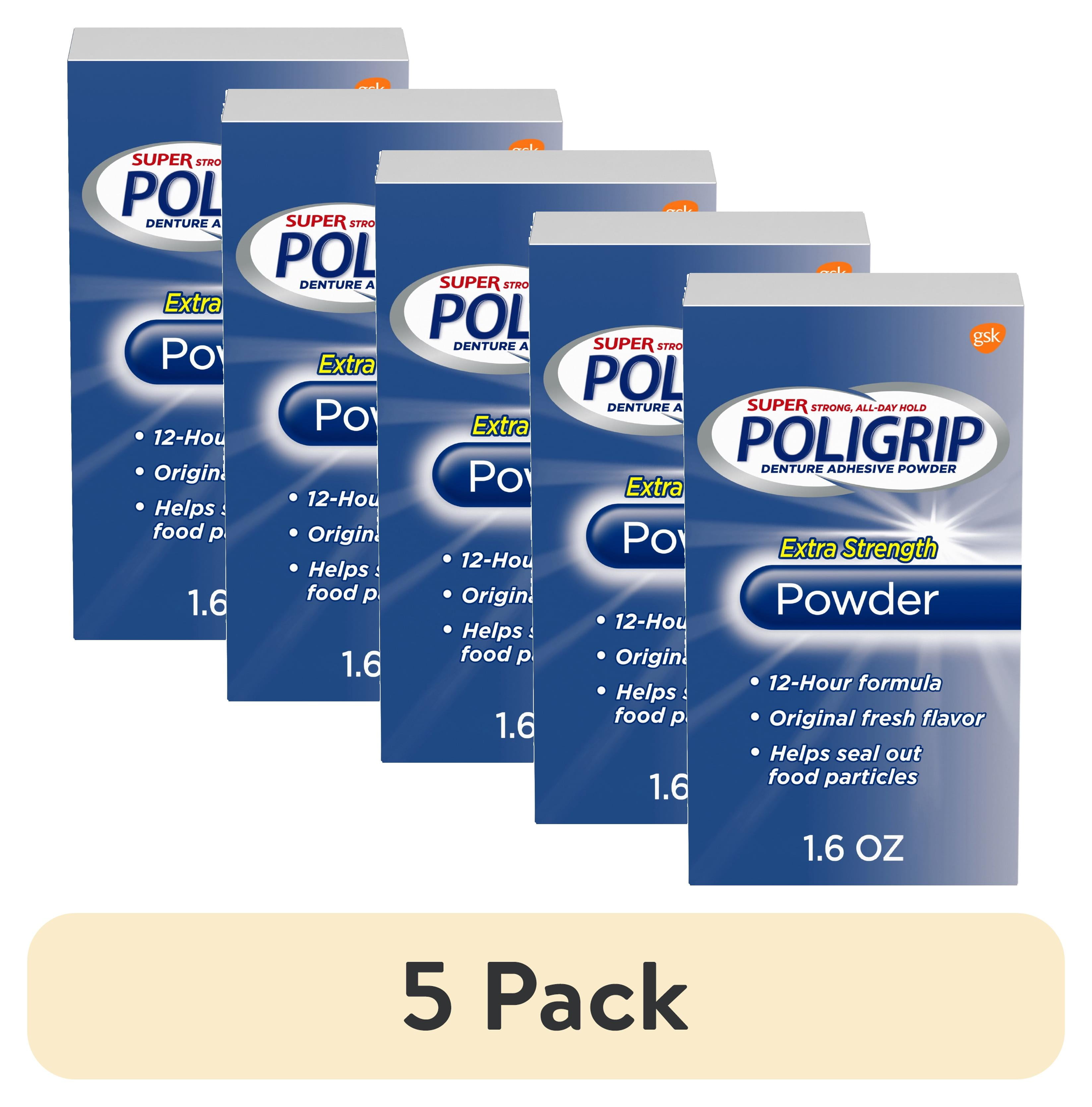 (5 pack) Super Poligrip Extra Strength Denture and Partials Adhesive ...