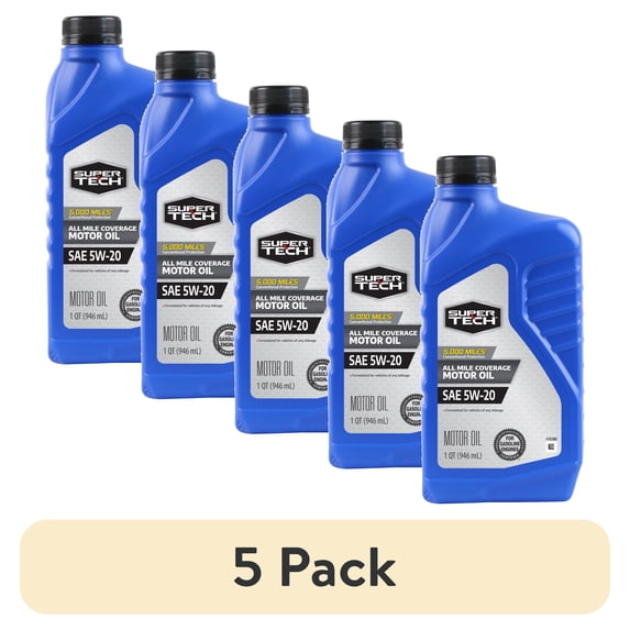 (5 pack) Super Tech All Mileage Synthetic Blend Motor Oil SAE 5W-20, 1 ...
