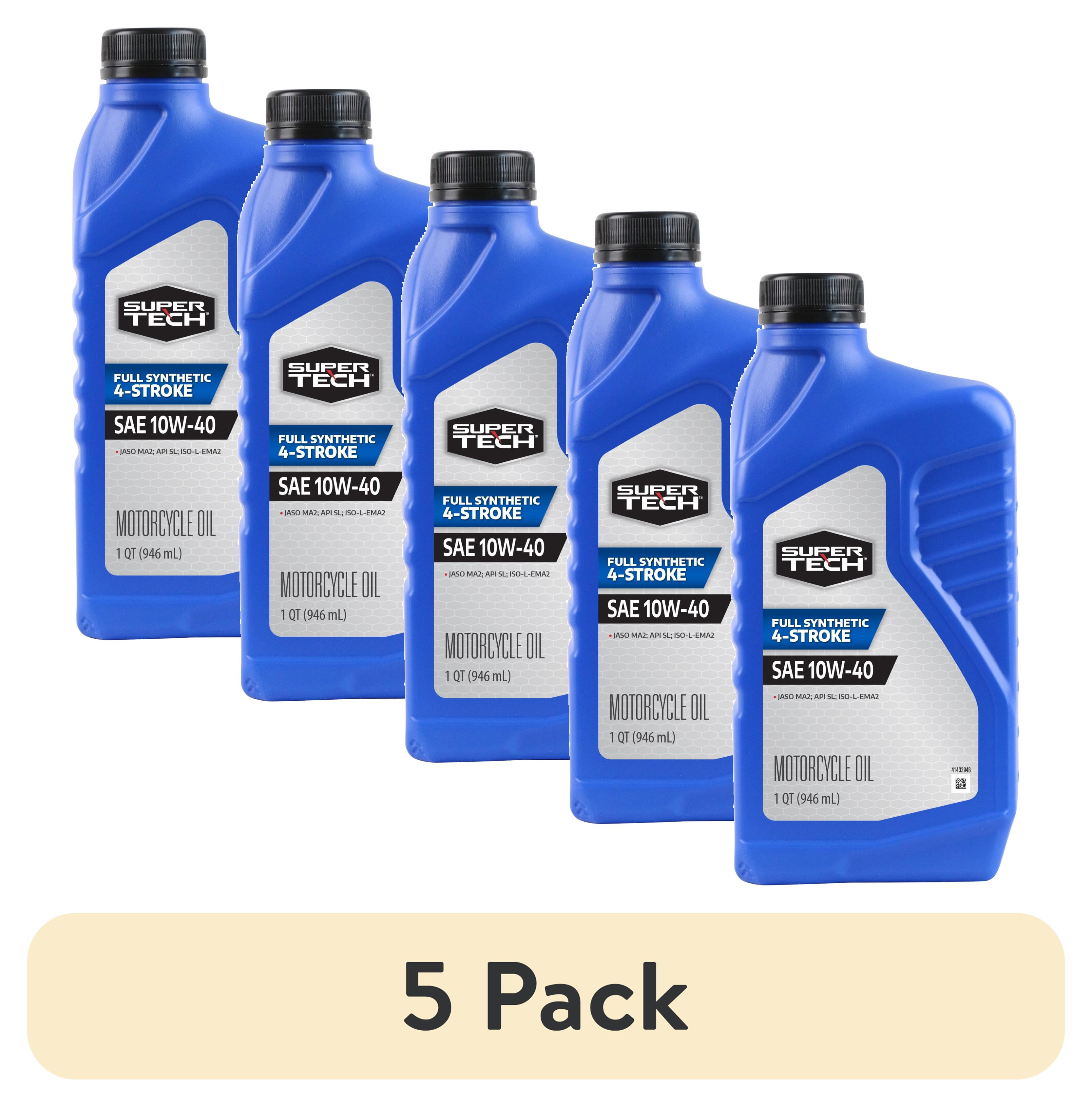 (5 pack) Super Tech Full Synthetic SAE 10W-40 4-Stroke Motorcycle Oil ...
