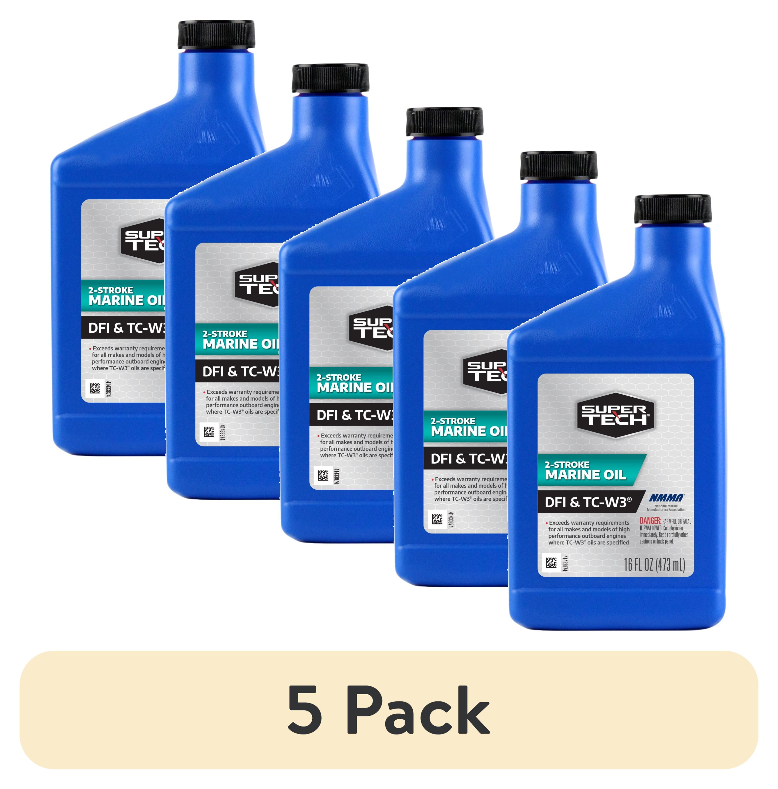 (5 pack) Super Tech TC-W3 Outboard 2 Cycle Engine Oil, 16 fl oz Bottle ...